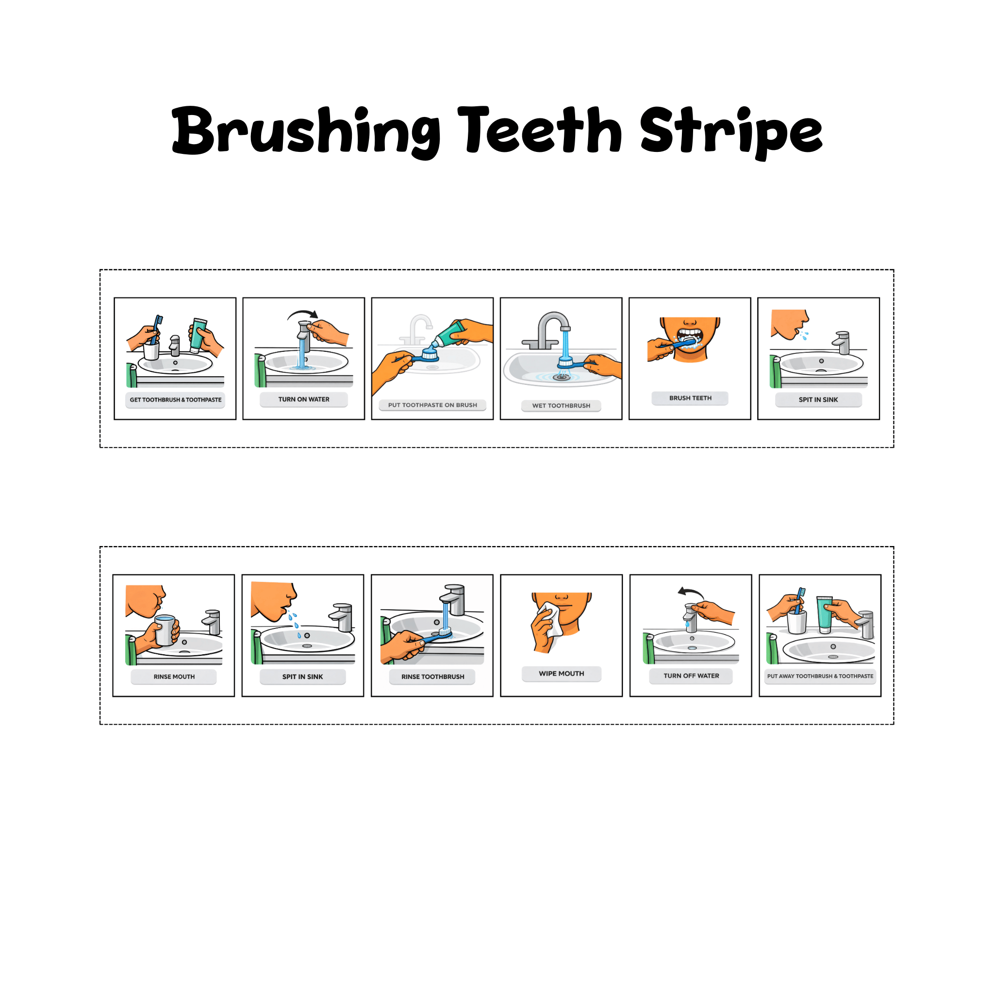Visual Schedule Cards: Tooth Brushing Guide for Toddlers with Autism ...