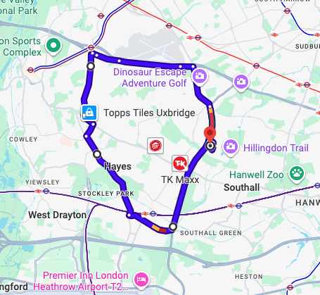 Yeading (London) Driving Test Centre 4 Google Maps Practice Routes (PDF ...