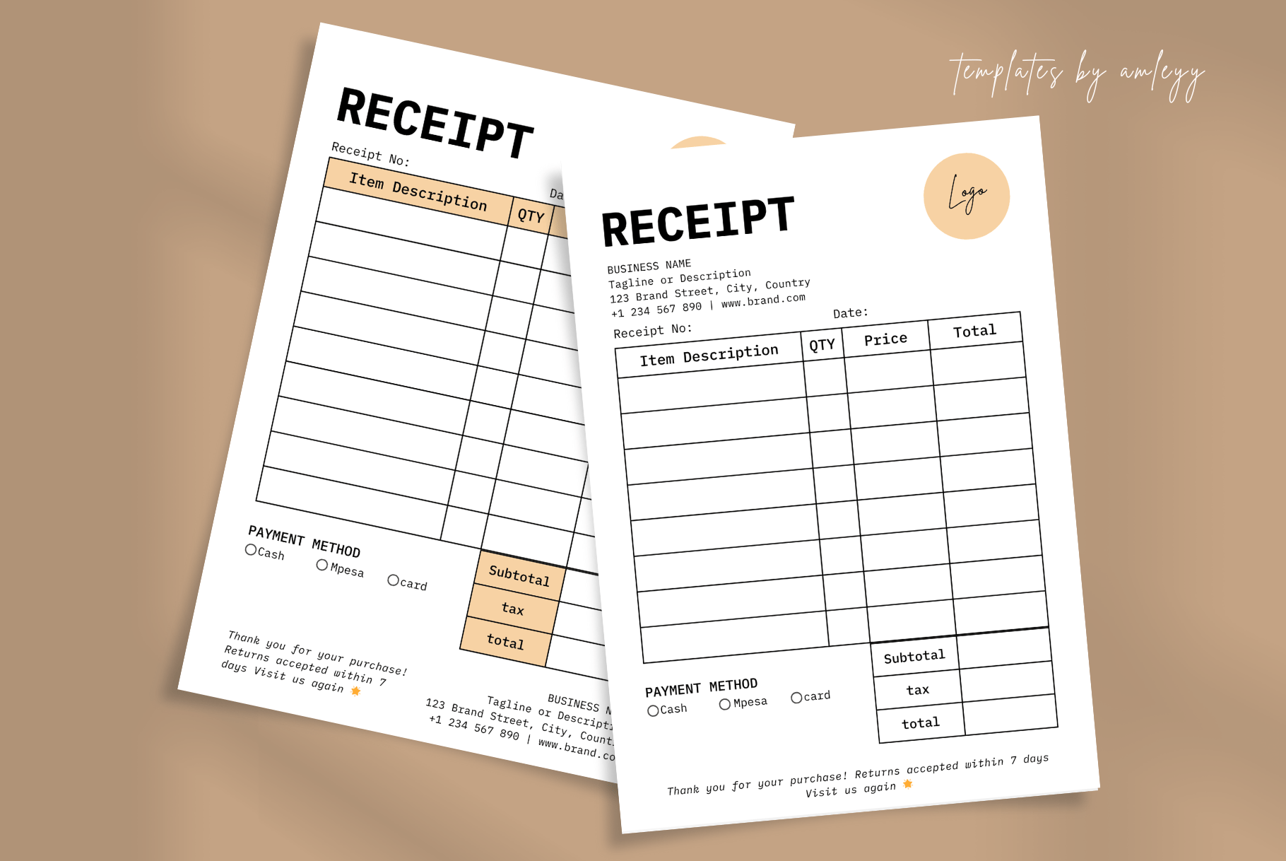 Small Business Receipt Template Canva | Aesthetic Editable Invoice - Payhip