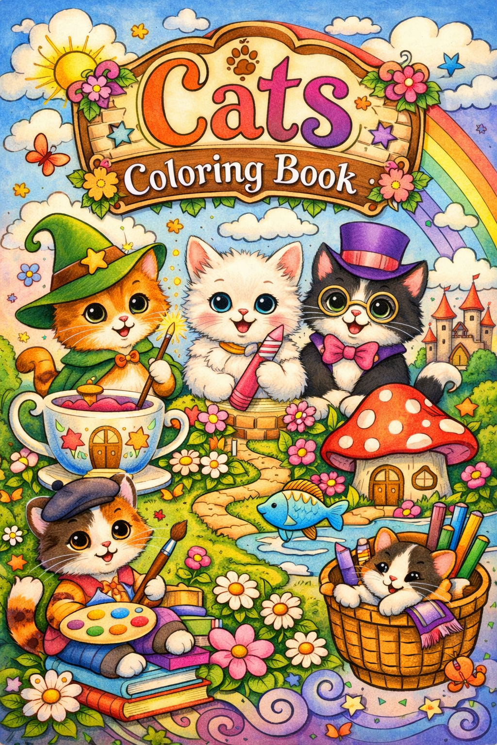 Cats, coloring ebook, 59 designs 4 posters, digital product, instantly ...