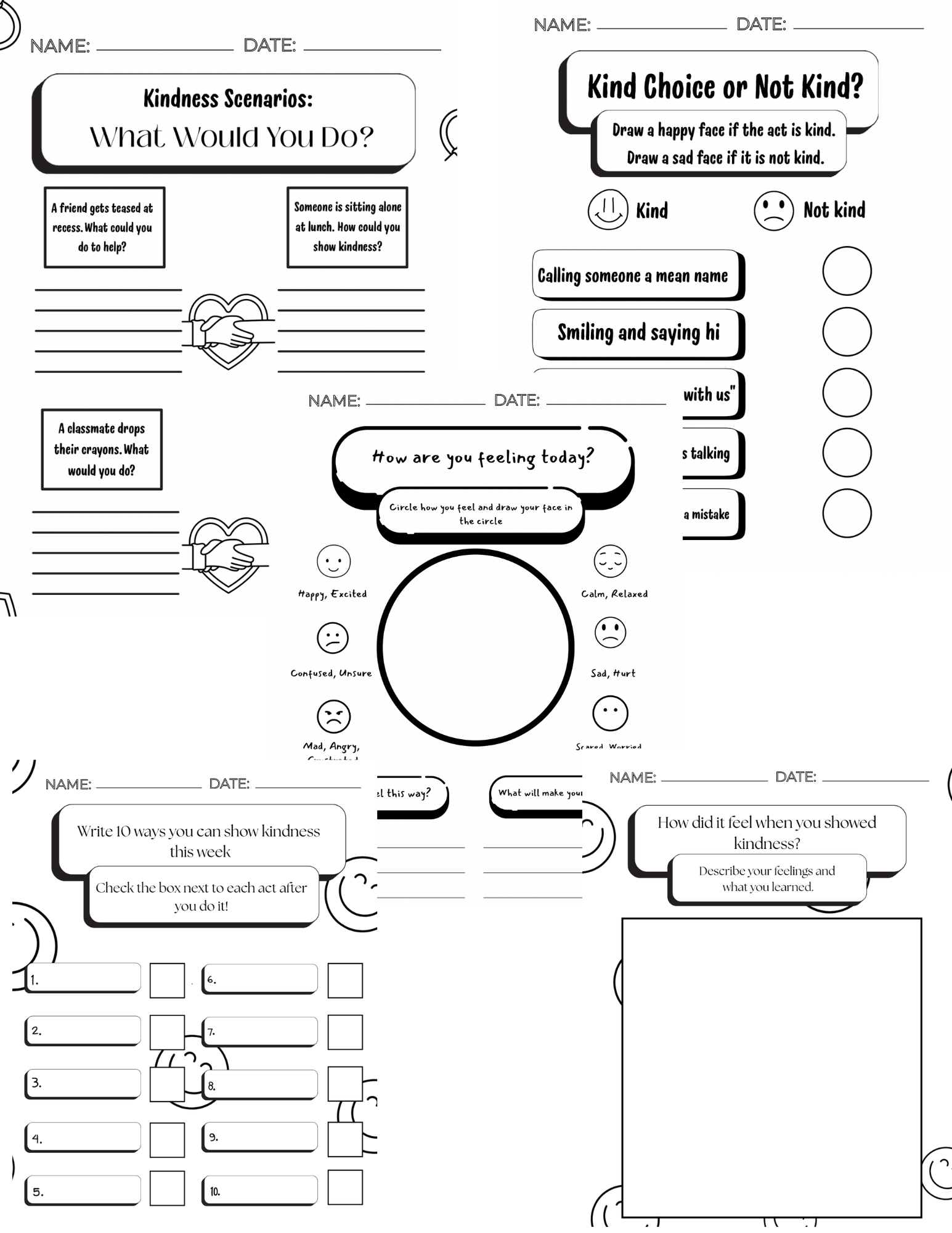 Kindness Worksheet Bundle | 27 Print-and-Go Social-Emotional Learning ...