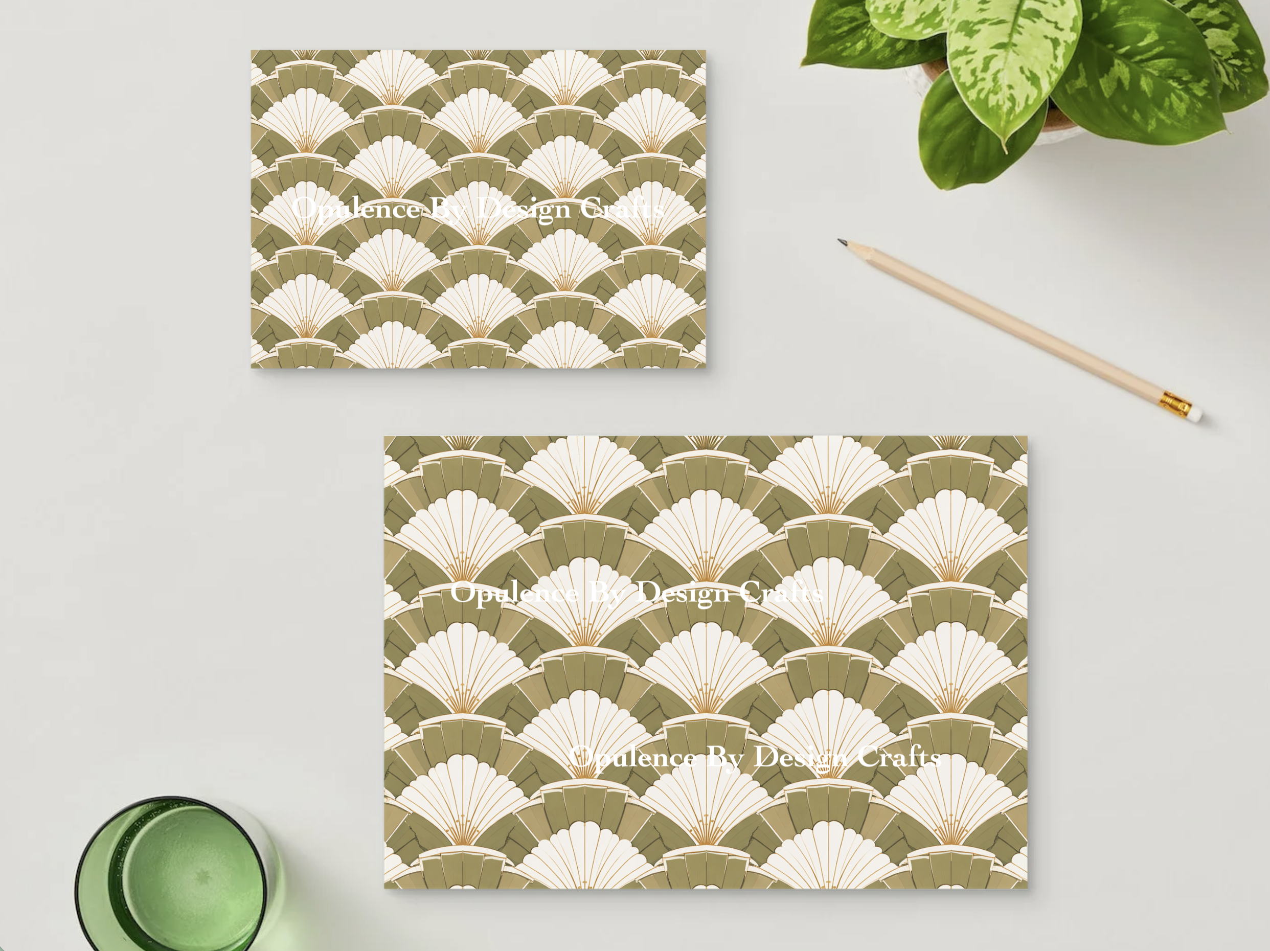 Opulence By Design Olive Green Art Deco Style Backing Paper PDF Digital ...