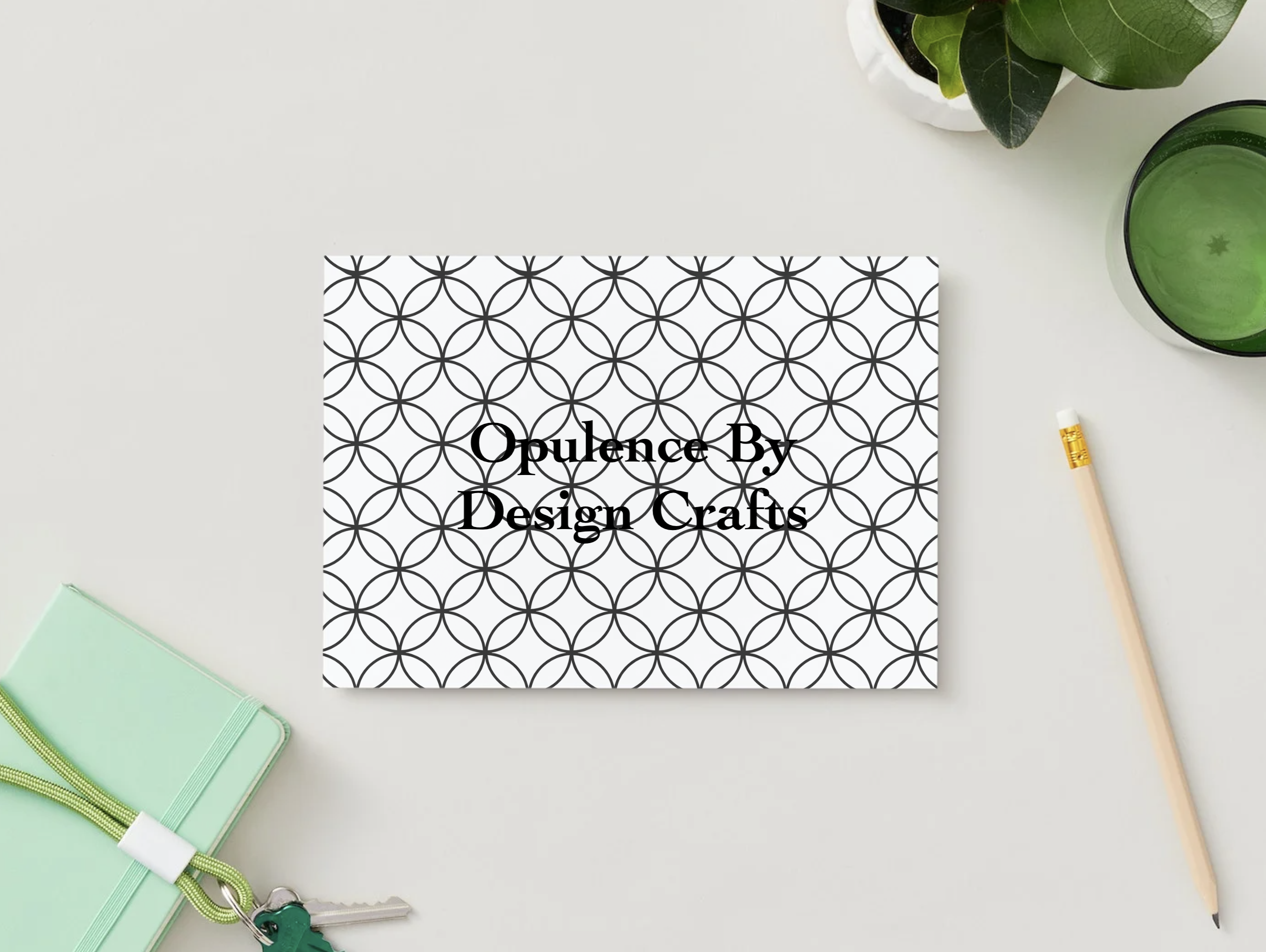 Opulence By Design Crafts White With Black Overlapping Circles Design ...