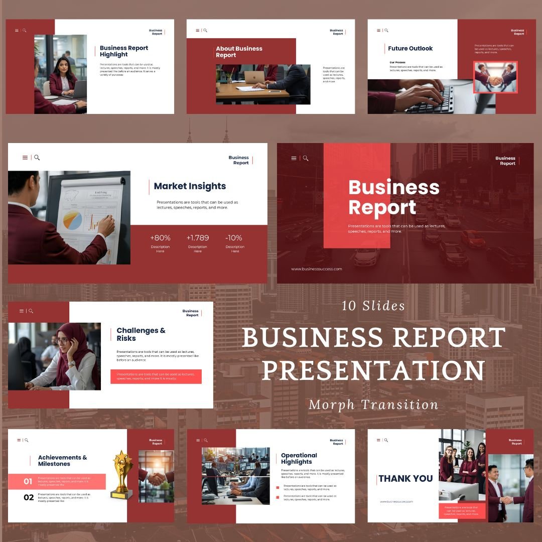 Modern & Profesional Maroon Style– Ready to use PowerPoint Template ...