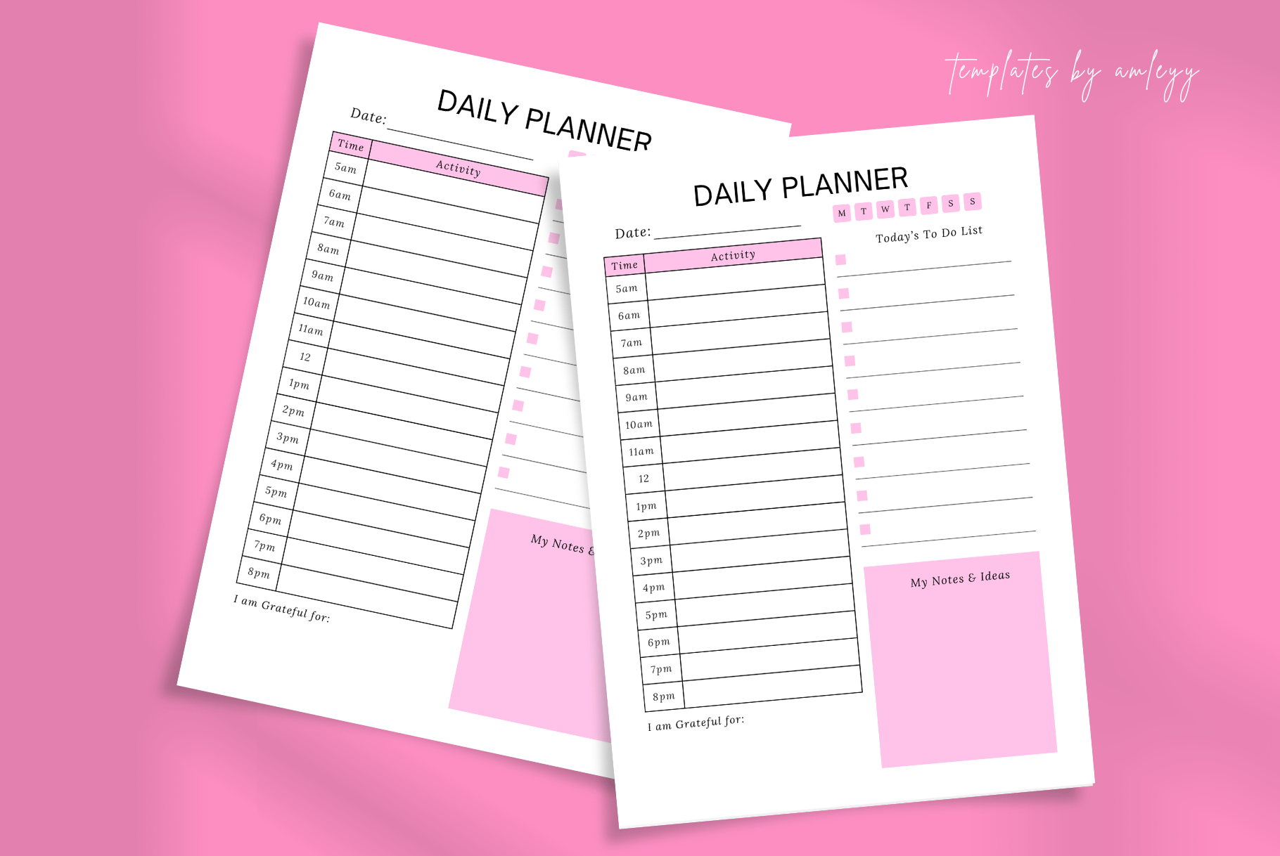 Minimal Cute Daily Planner Template Canva | Simple Aesthetic Daily ...