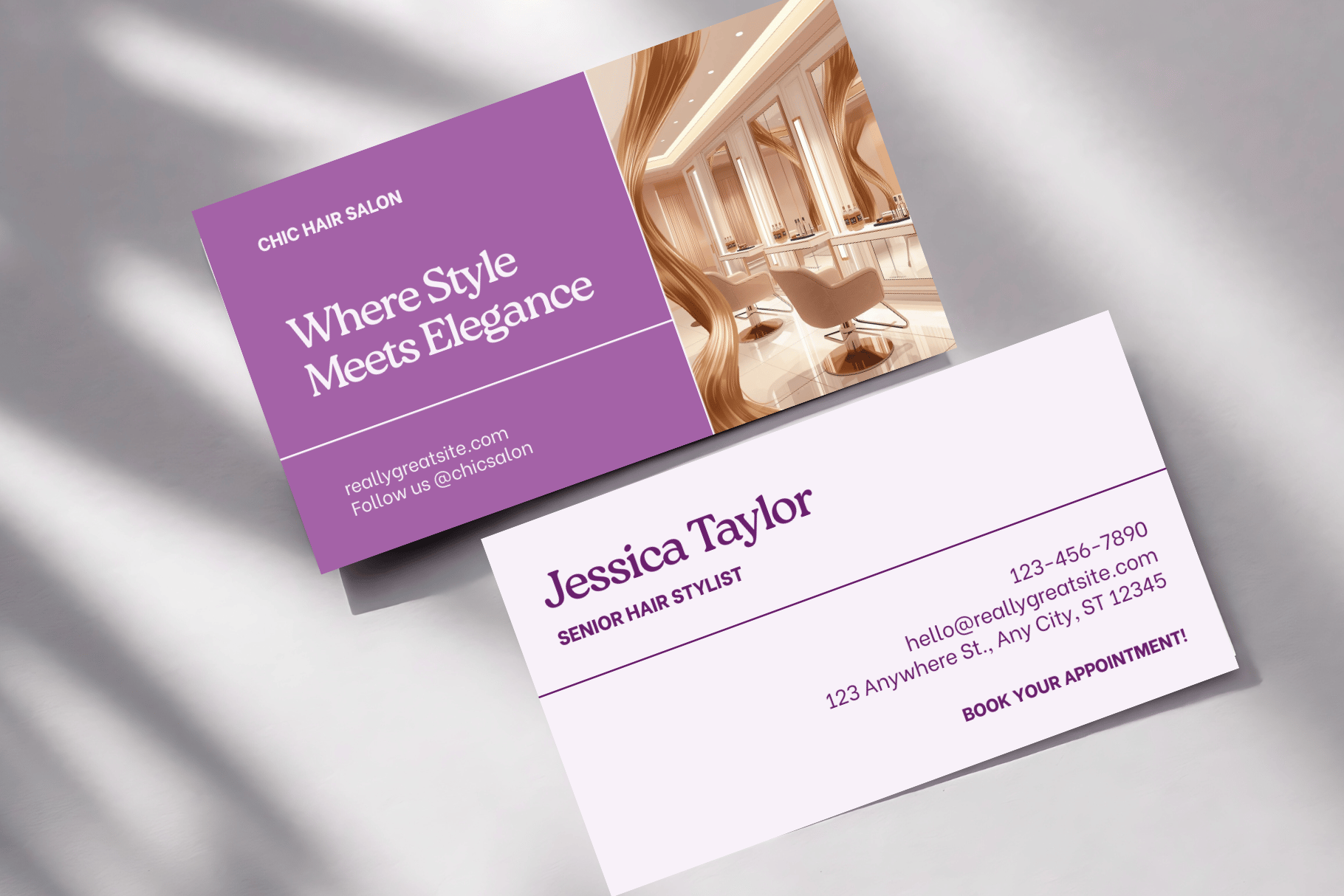 FREE Elegant Hair Salon Business Card Template | Luxury Beauty Stylist ...