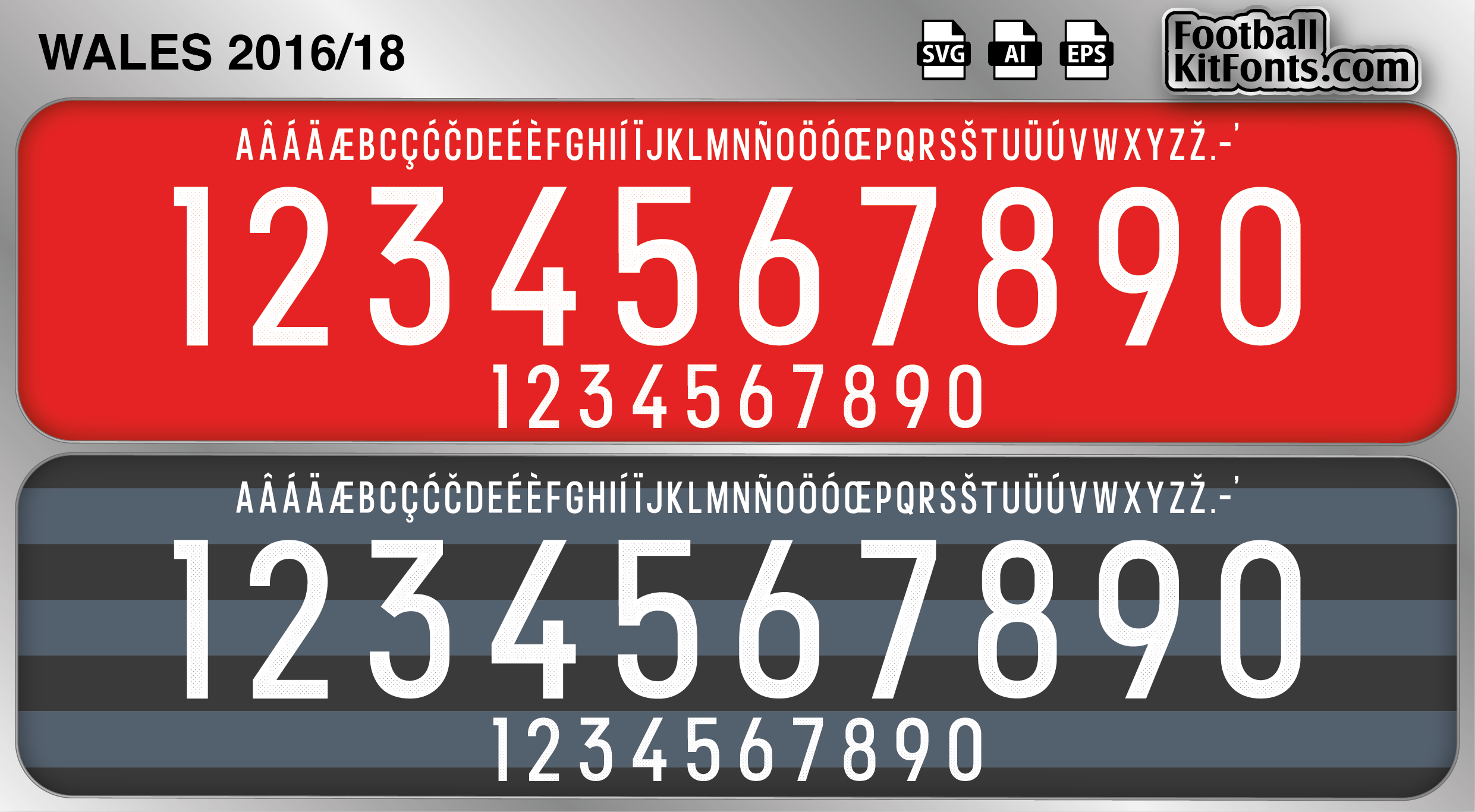 Wales 2016-18 Vector Font