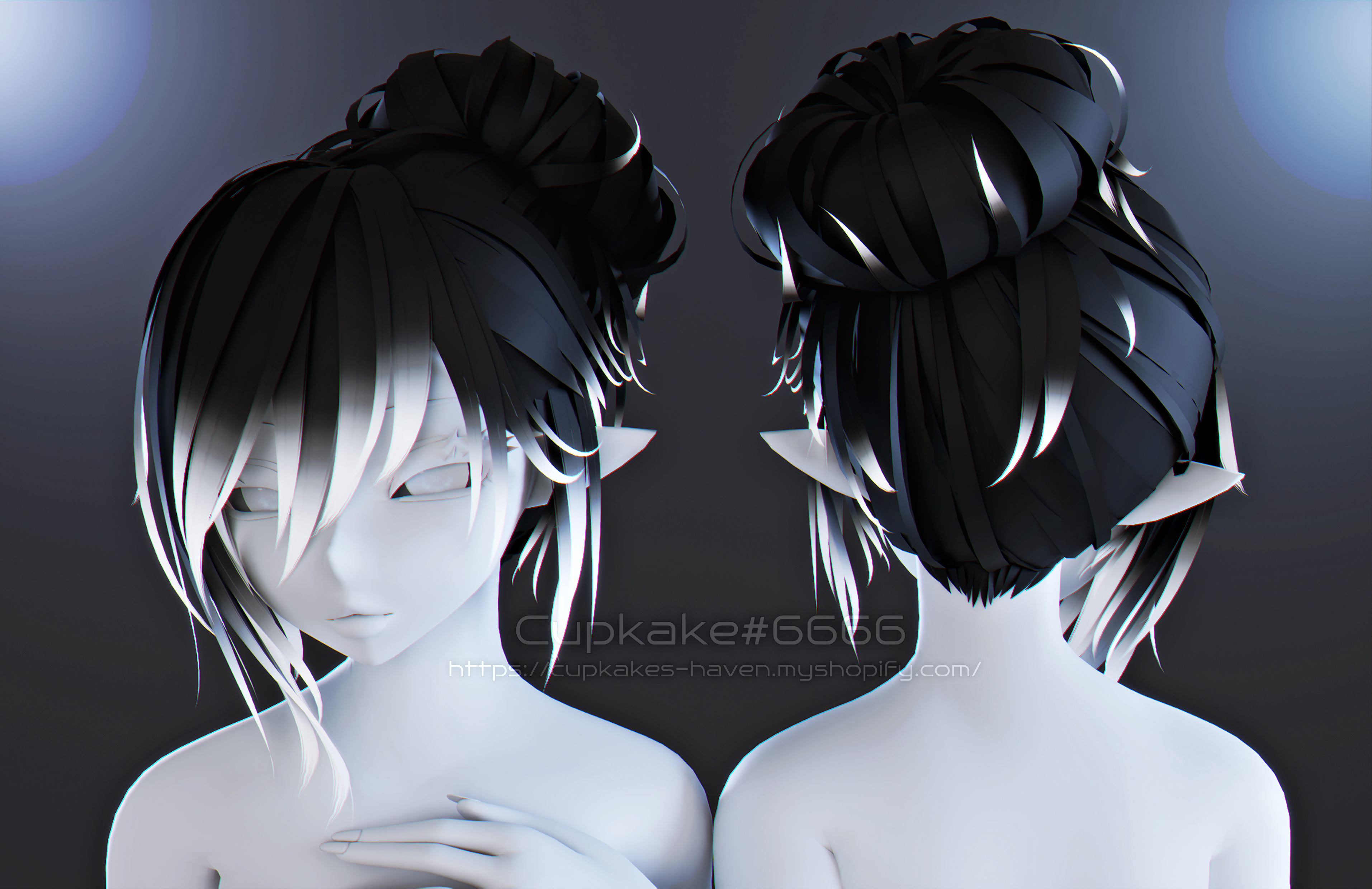 Bun Hair (3D Model Asset)(Commercial license)