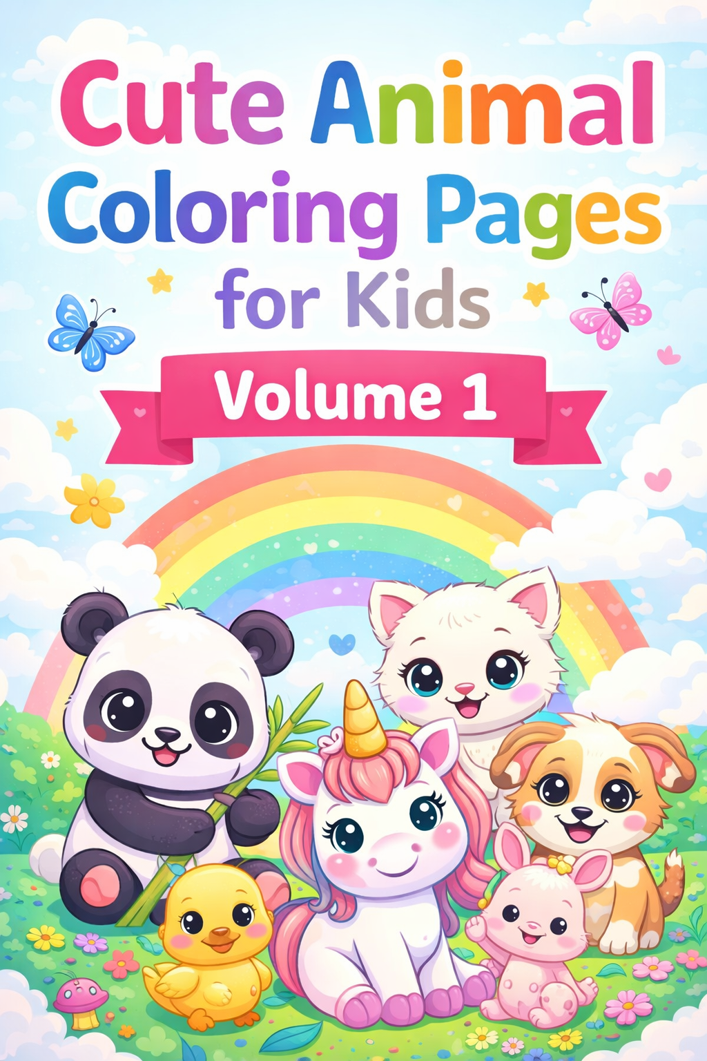Cute Animal Coloring Pages for Kids – Printable Coloring Book (Volume 1 ...