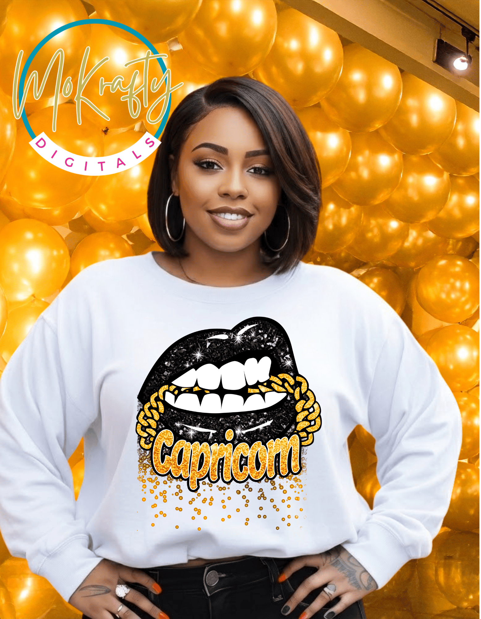 Capricorn Lips | Gold Drip Zodiac Digital PNG - Payhip