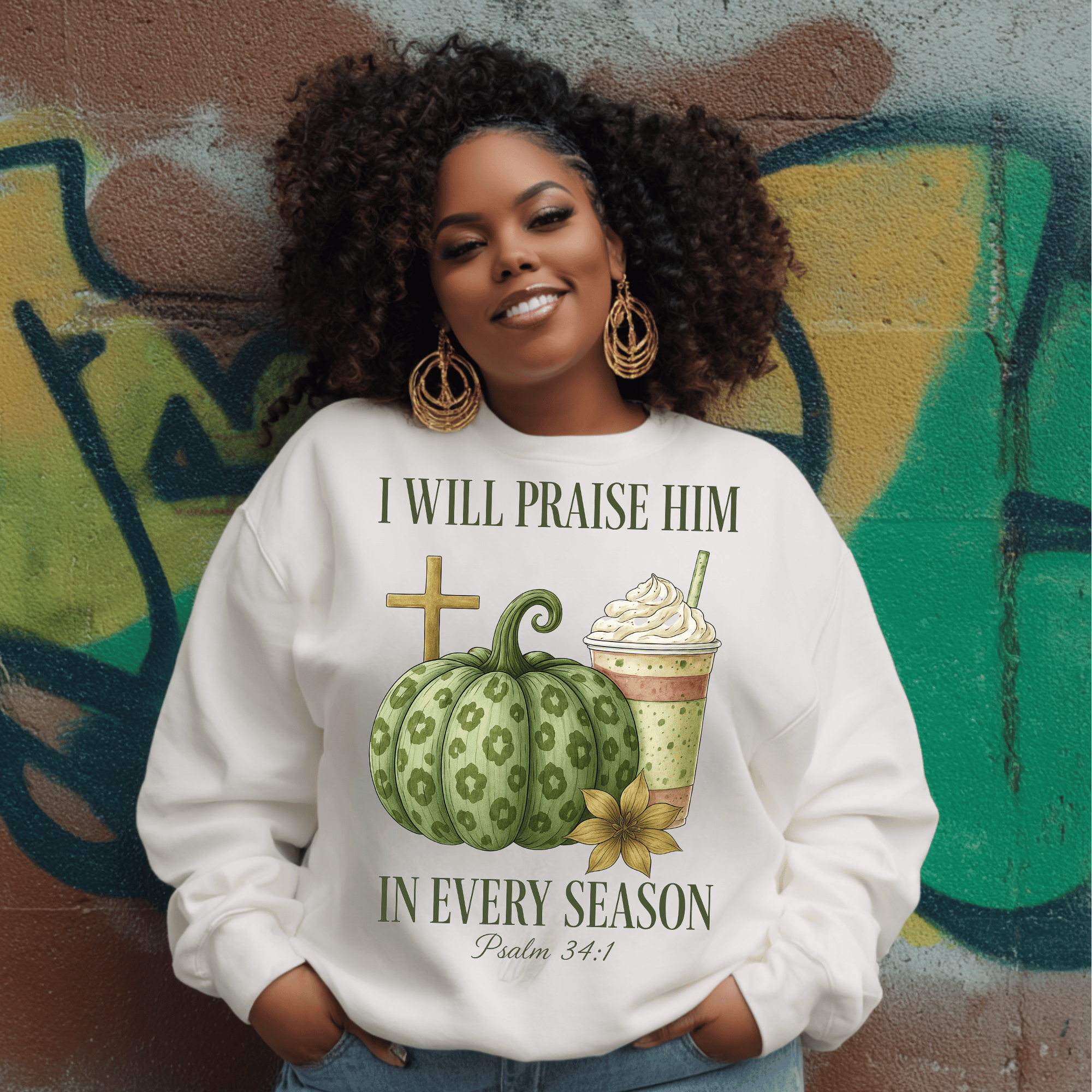 I Will Praise Him PNG | Christian Fall Faith Design | Psalm 34:1 ...