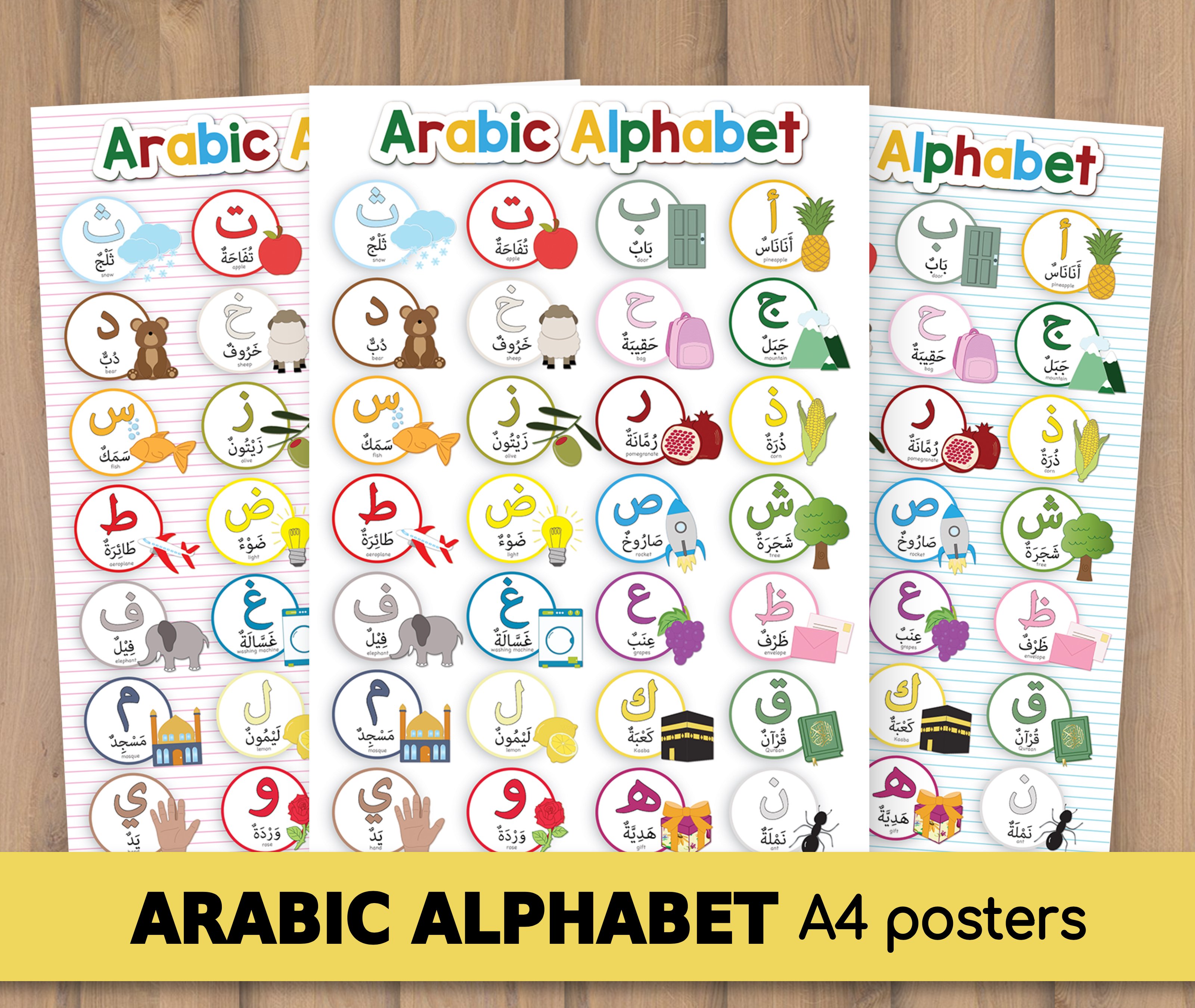 Arabic Alphabet A4 Posters, الحروف العربية - Instant Download