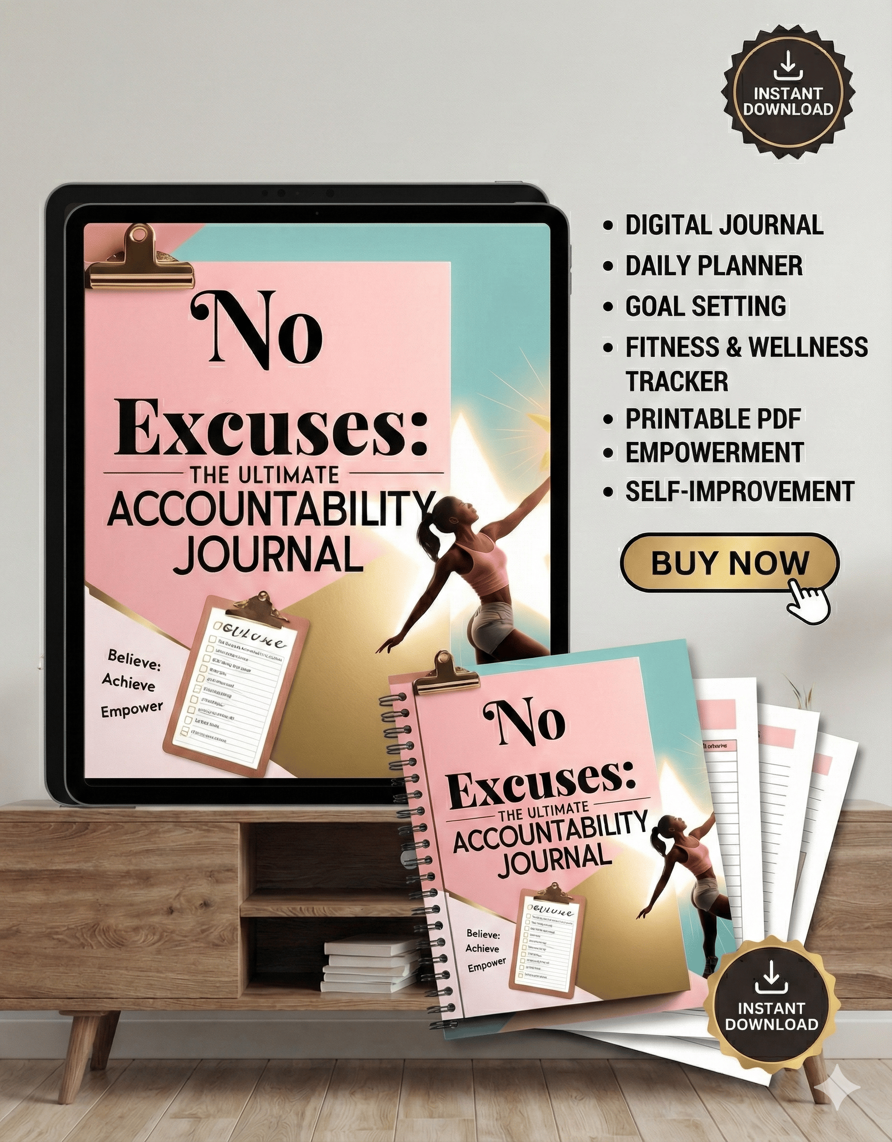 No Excuses: The Ultimate Accountability Journal (50-Page Digital Planner)