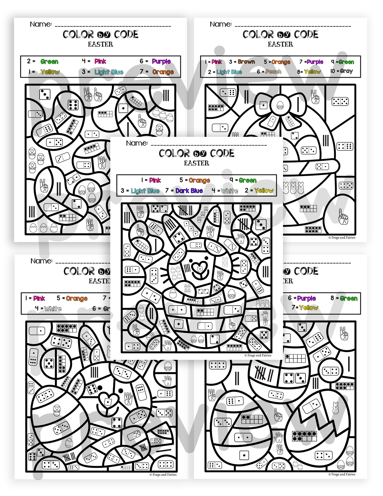 Easter Color by Code Worksheets – Fun Number Sense Activities (1-10)