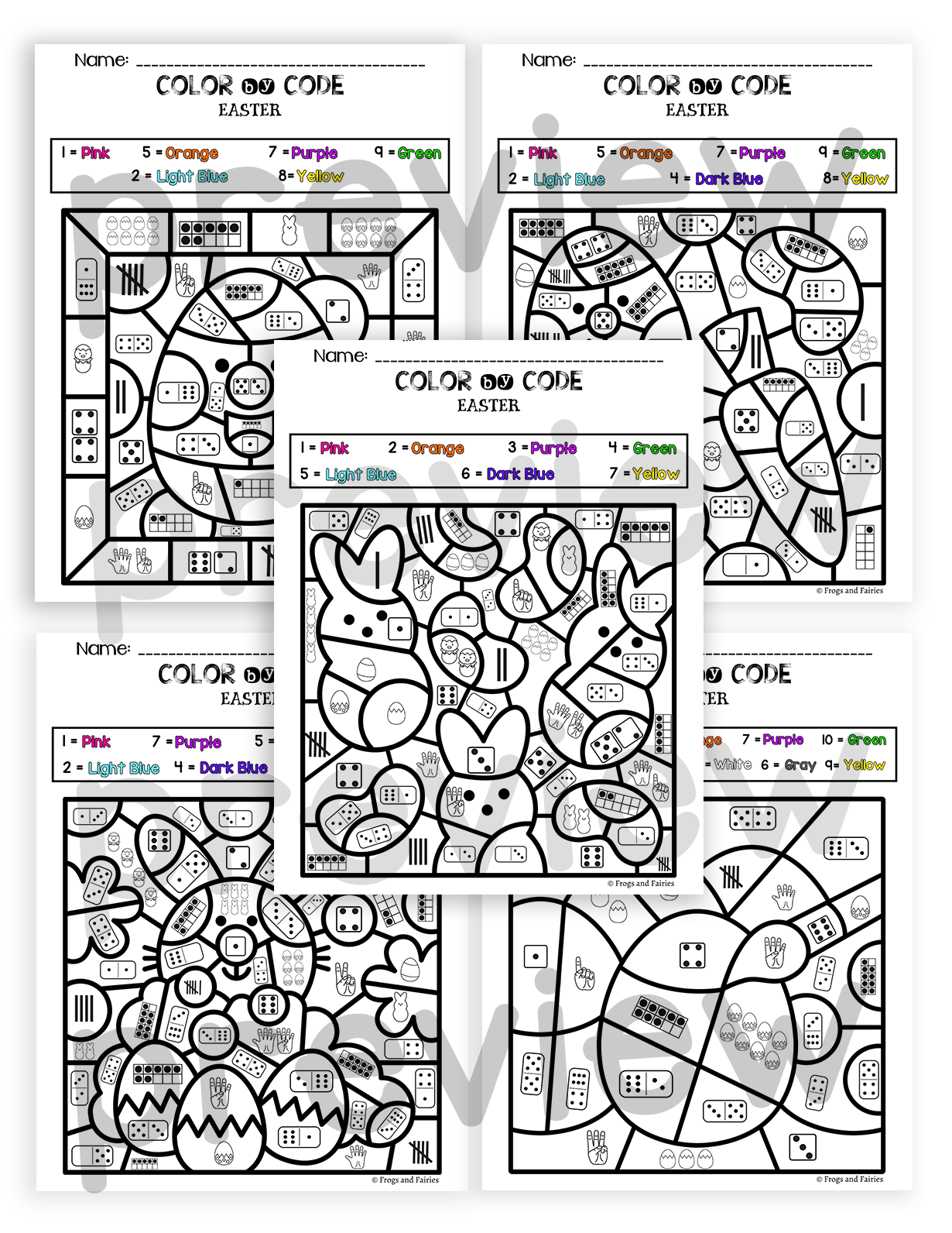 Easter Color by Code Worksheets – Fun Number Sense Activities (1-10)