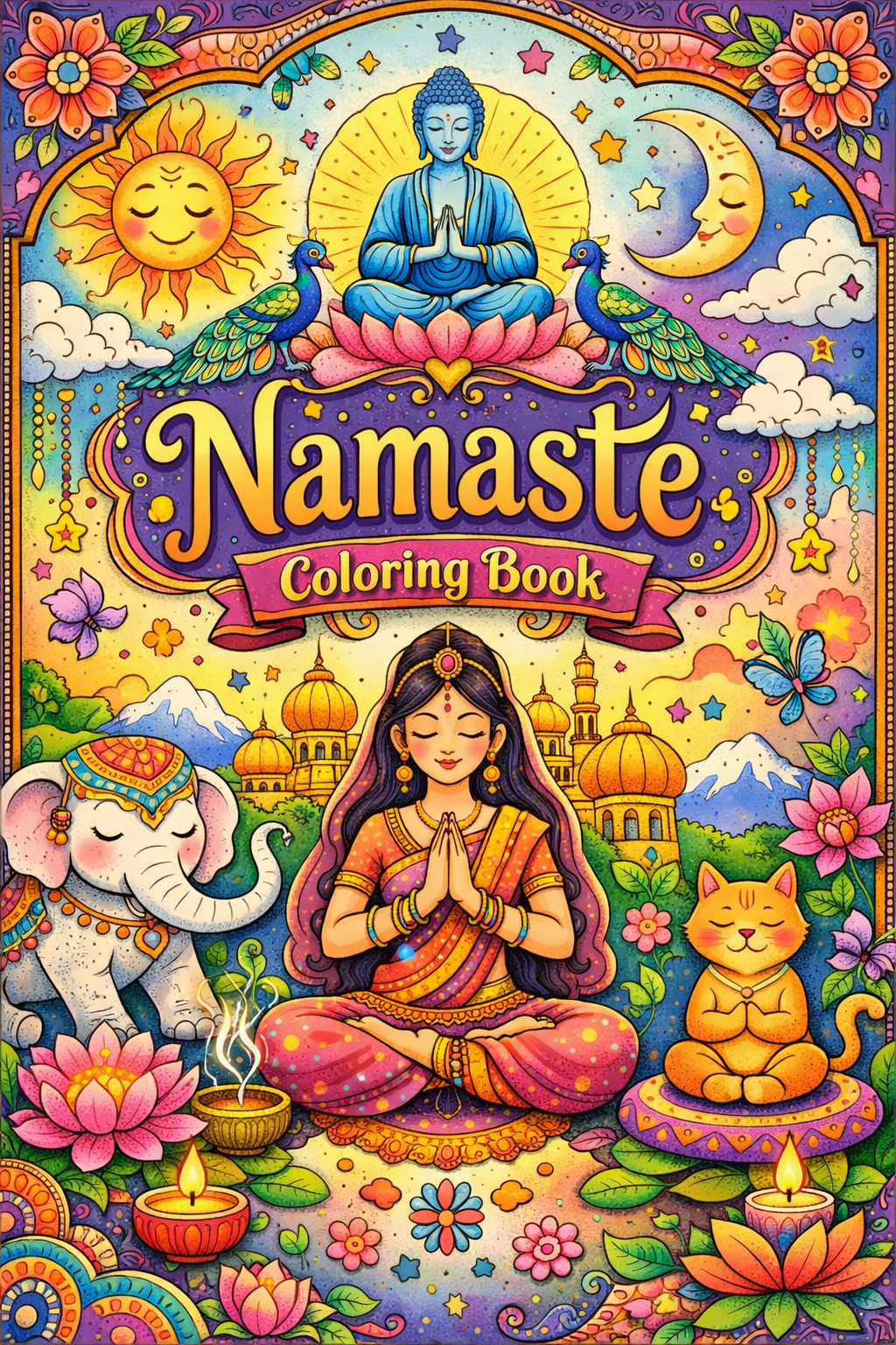 Namaste, 65 designs, coloring ebook, digital printable product ...