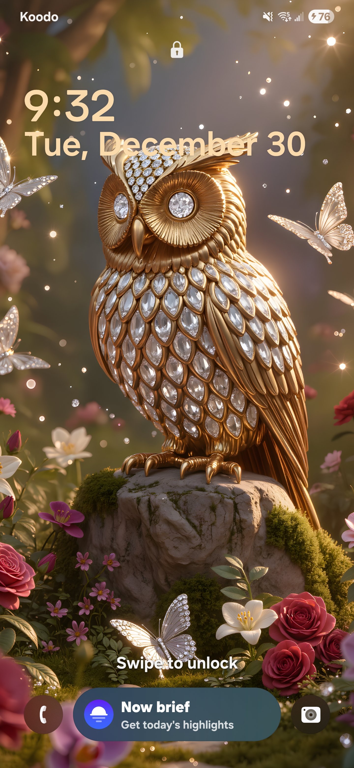 Gentle Wisdom – Golden Owl of Peace | 8K Phone Wallpaper - Payhip