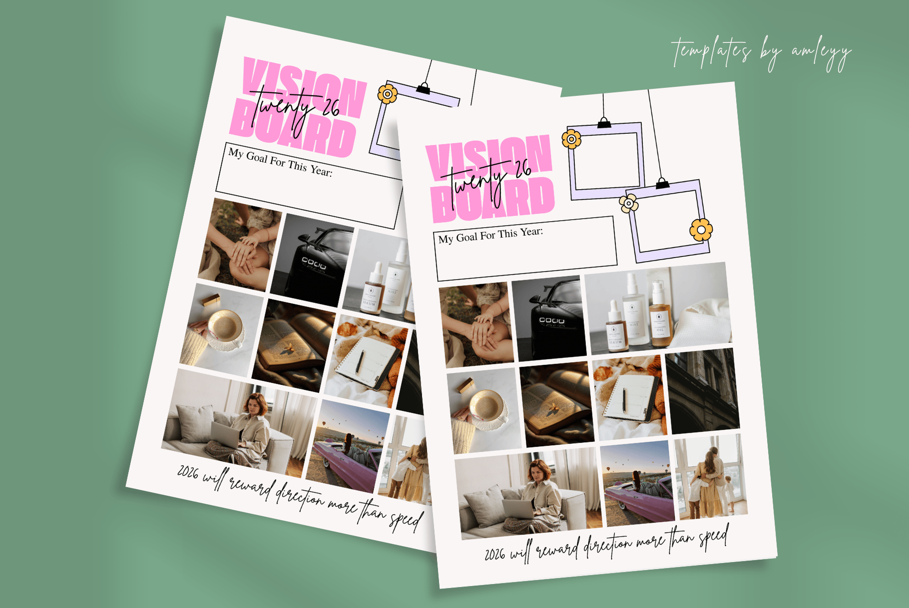 Vision Board Template Canva | Goal Planner & Manifestation Board ...