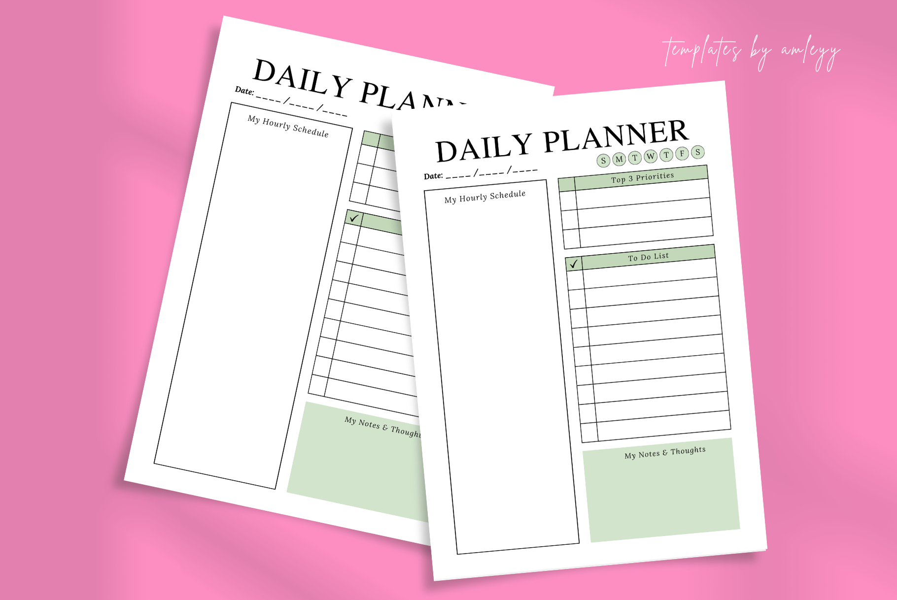 Minimal Cute Daily Planner Canva Template | Editable Daily Planner ...