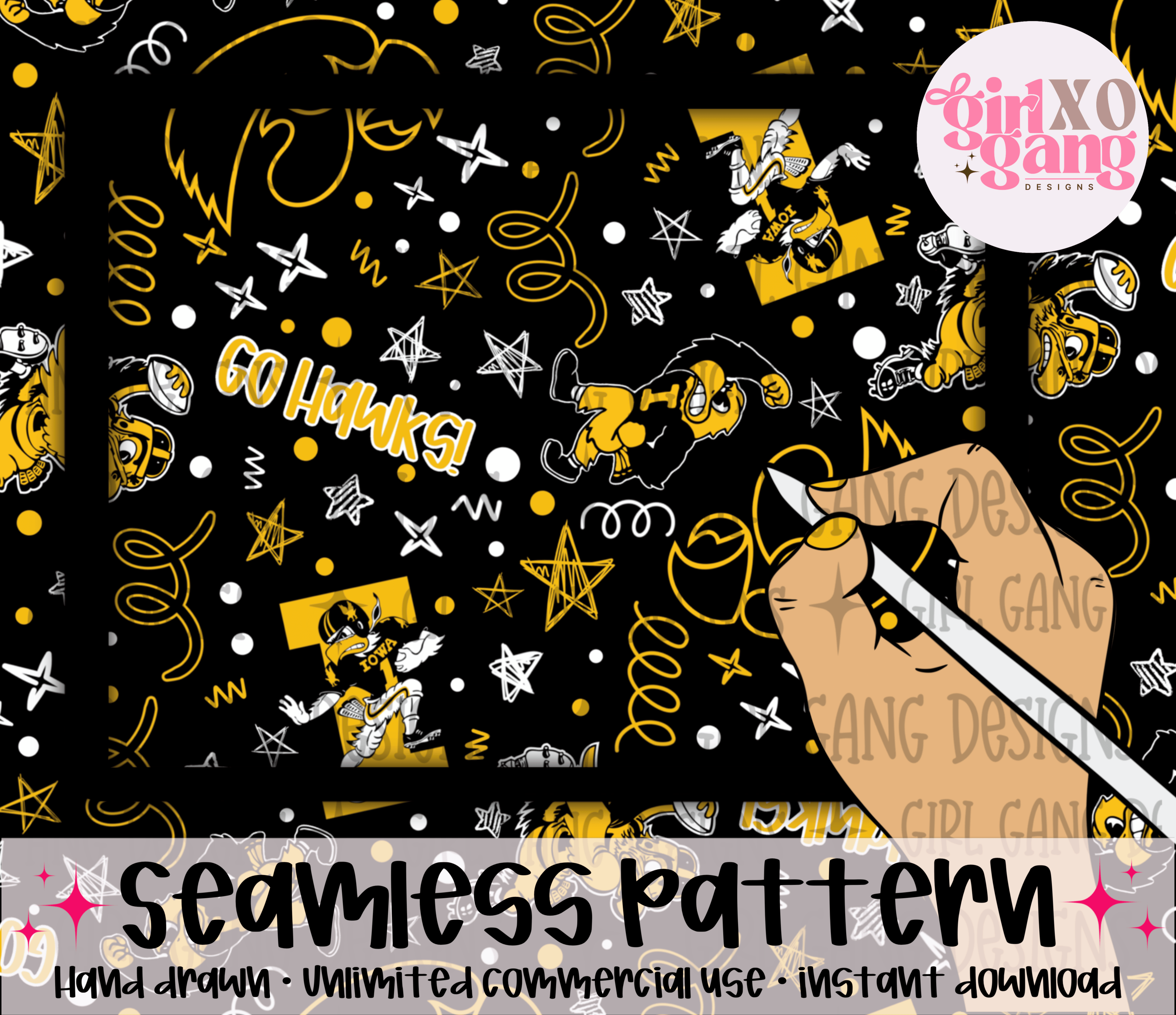 Iowa seamless pattern png, transparent included ,sports team school ...
