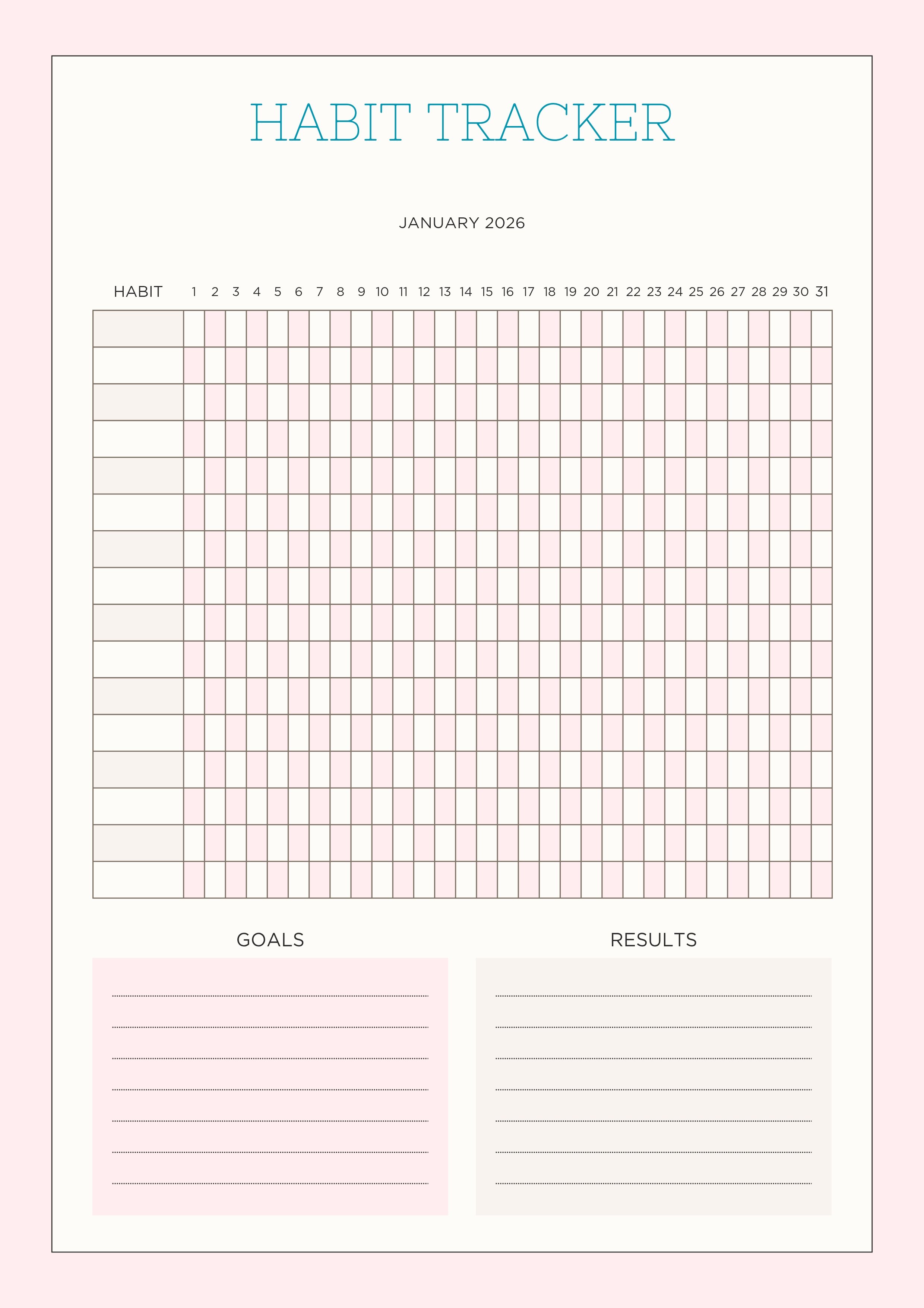 2026 Habit Tracker – All 12 Months Printable | Daily Routine & Goal ...