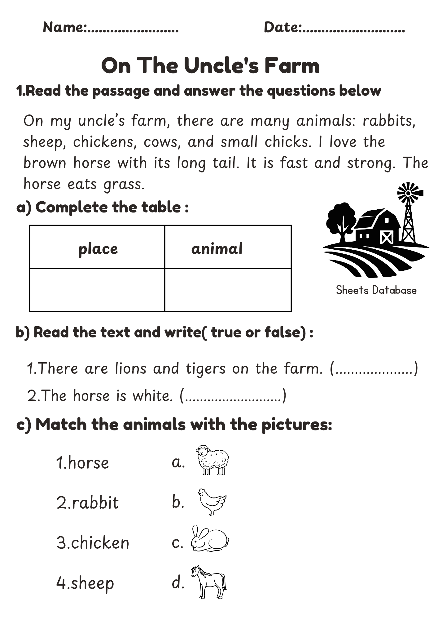 Simple Reading Comprehension Worksheets – KG & Grade 1 - Payhip