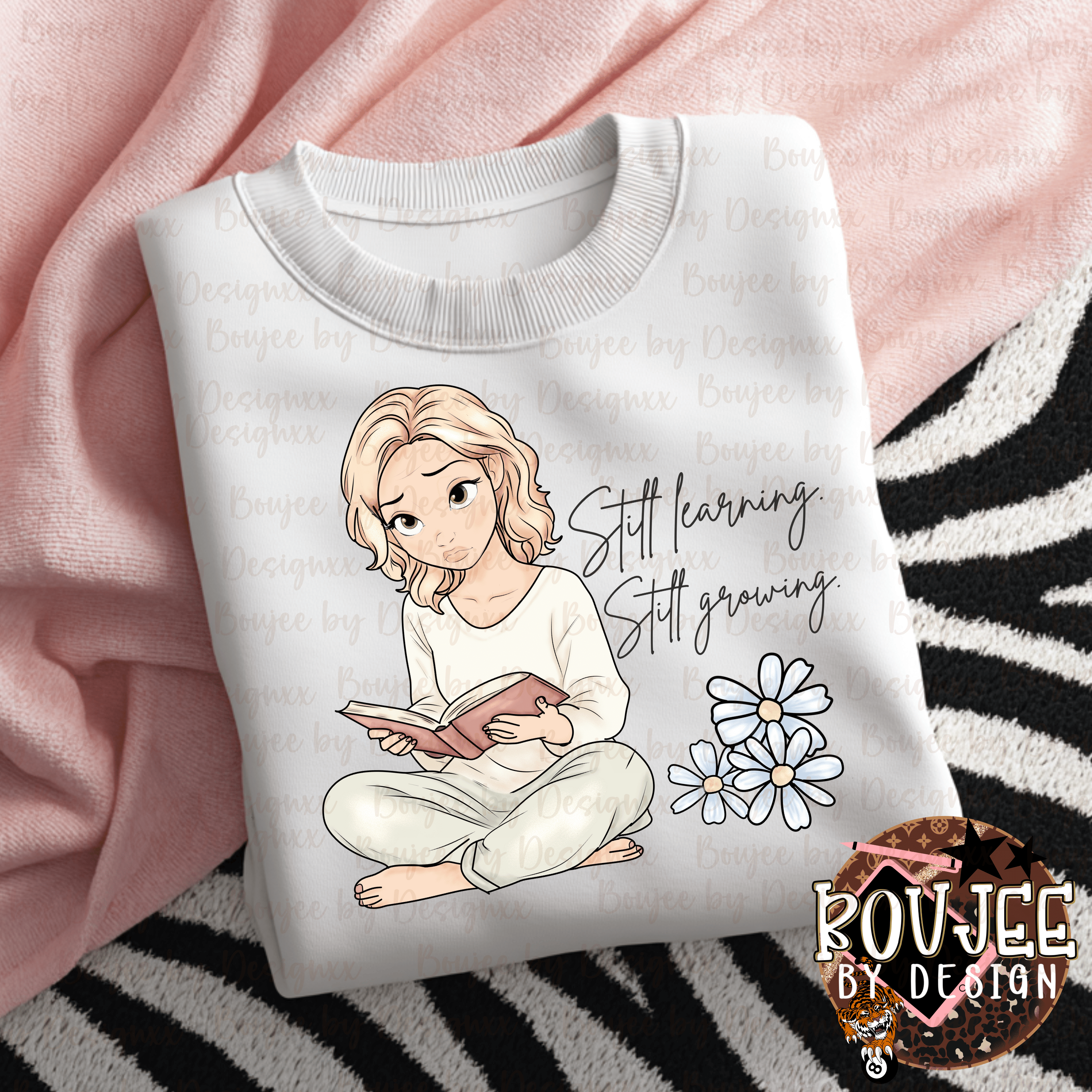 Still Learning, Still Growing – Girl Reading PNG | Hand Drawn ...