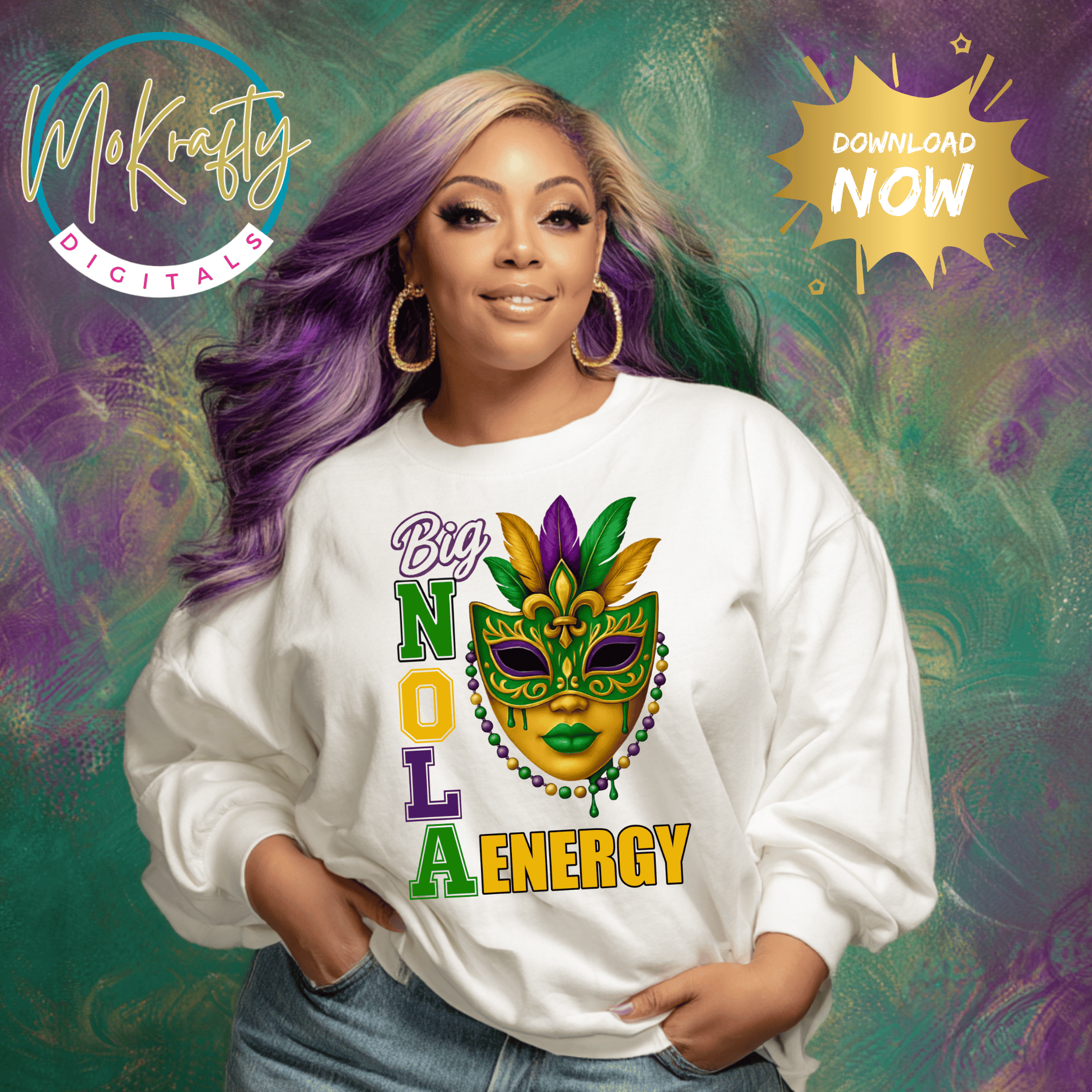 Big NOLA Energy PNG | Mardi Gras New Orleans Design for Shirts ...