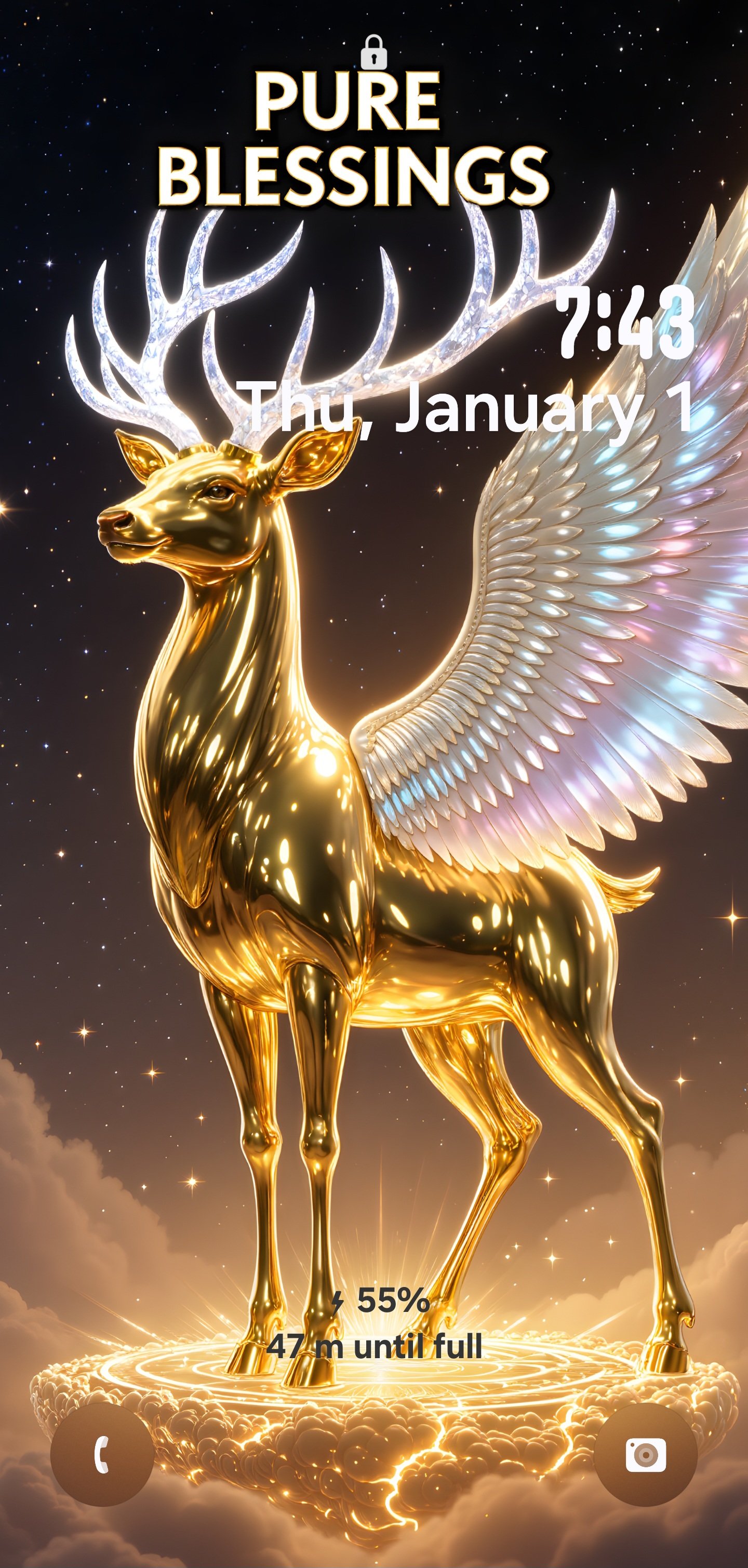 Golden Winged Deer – Celestial 8K Phone Wallpaper - Payhip