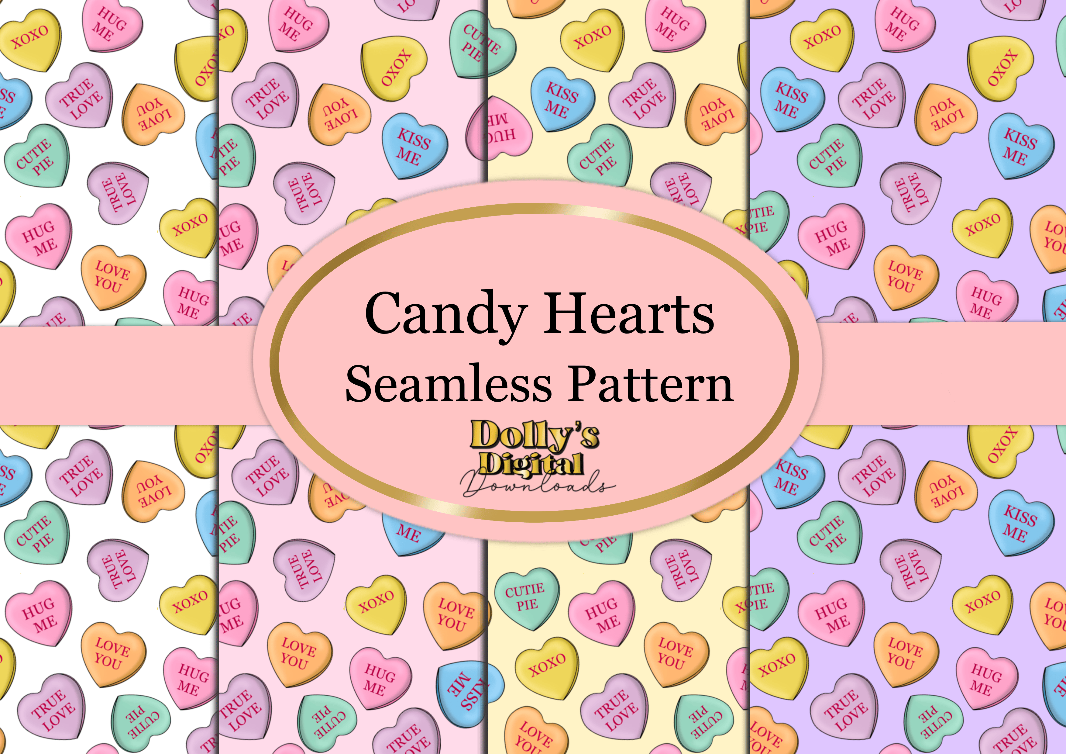Candy Hearts Seamless Patterns - Payhip