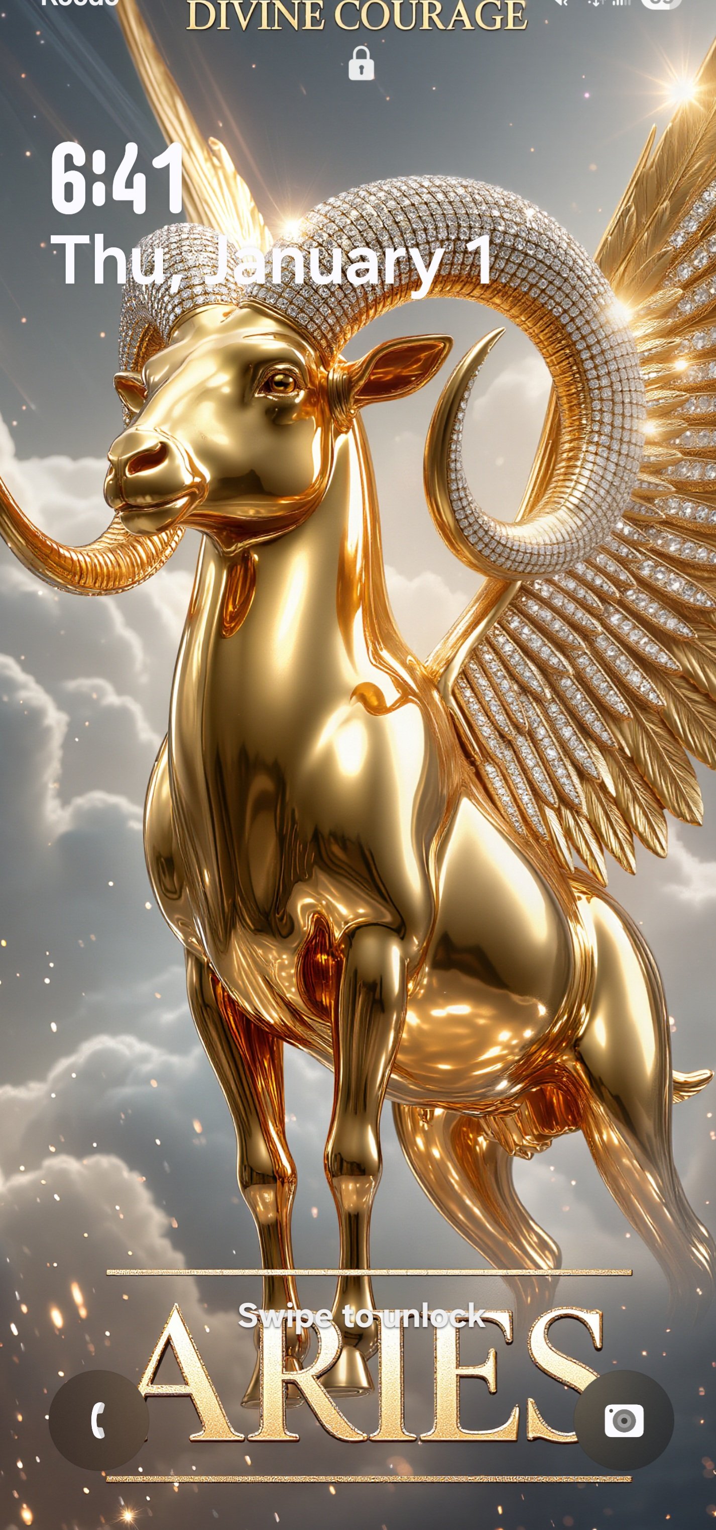 Aries – Divine Courage | Winged Gold Ram | 8K Phone Wallpaper - Payhip