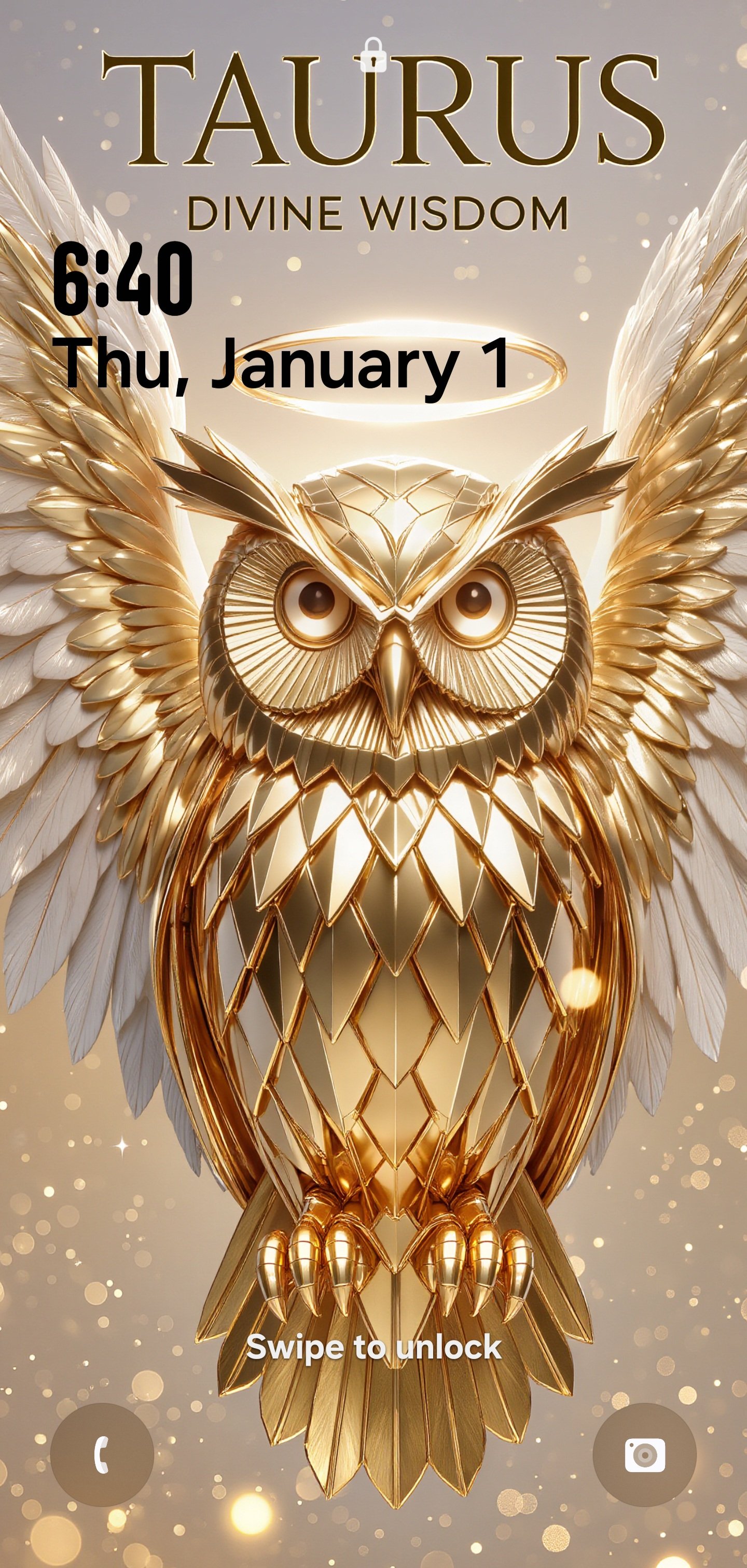 Taurus – Divine Wisdom | Golden Guardian Owl | 8K Phone Wallpaper - Payhip