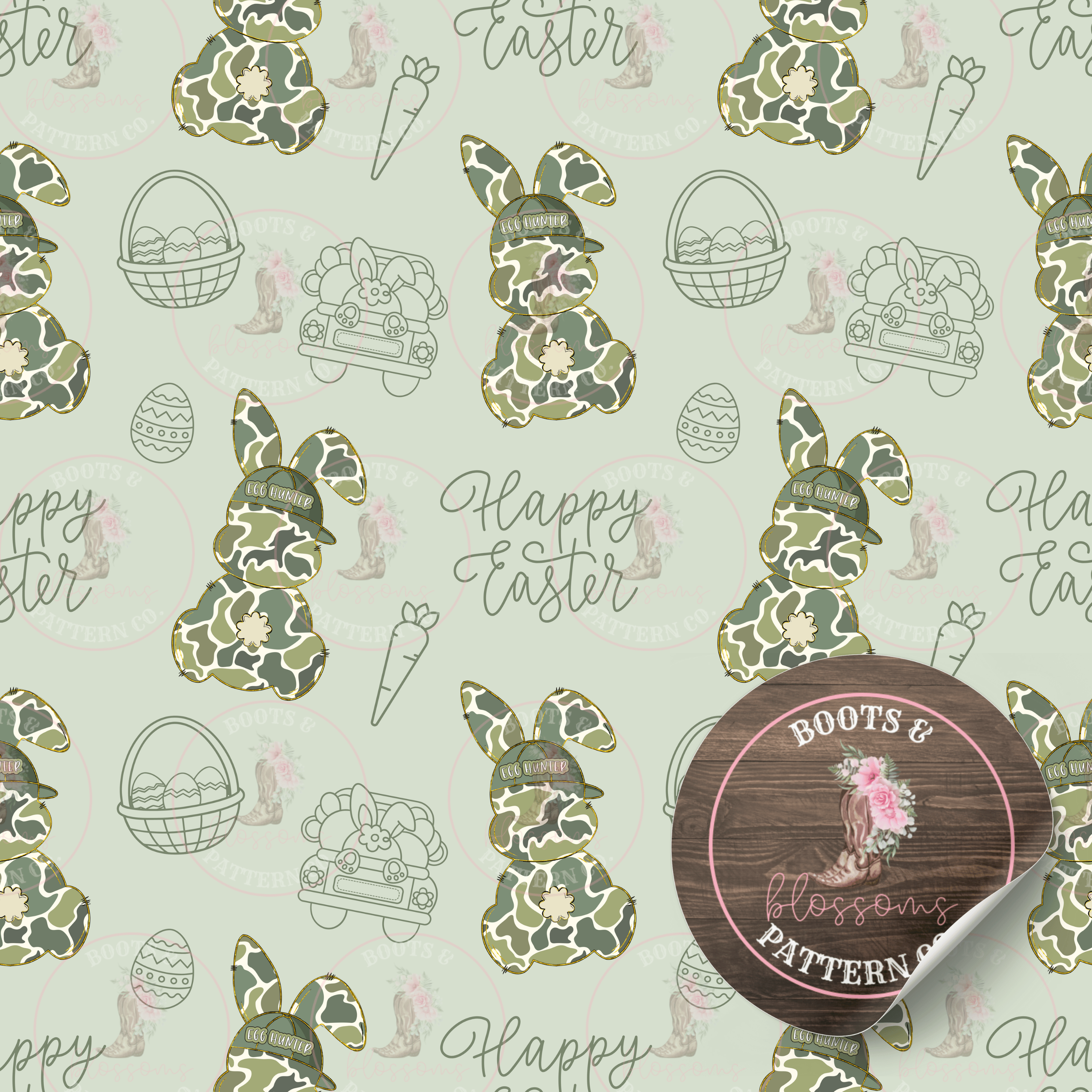 Camo Easter Bunny Seamless Pattern - Payhip