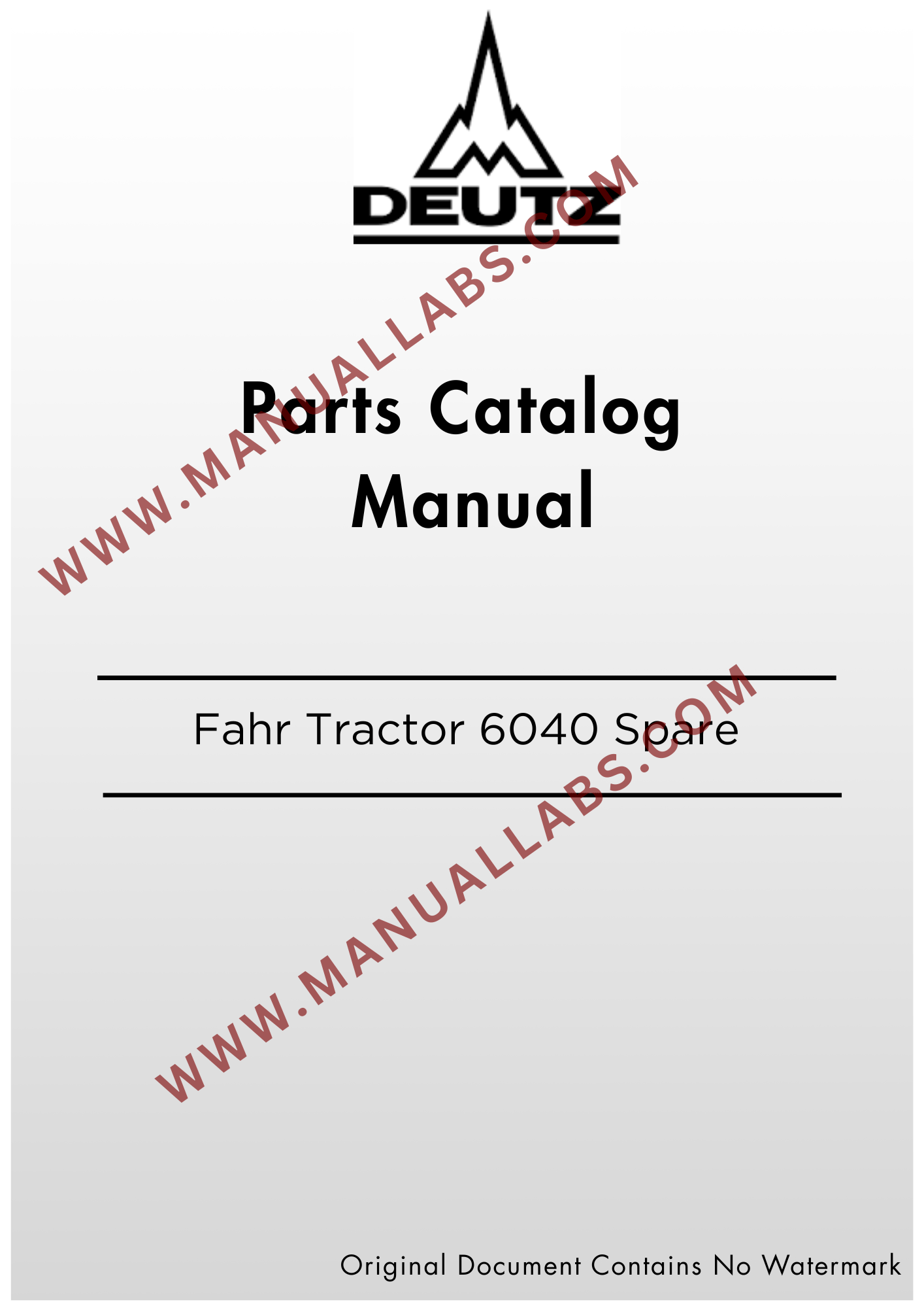 Deutz Fahr Tractor 6040 Spare Parts Catalog Manual
