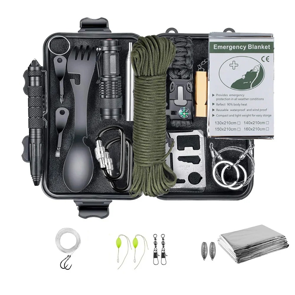 Professional Emergency Survival Kit Gear Camping Multifunction Tactical ...