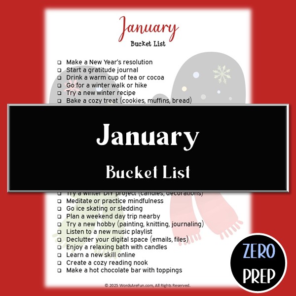 Monthly Bucket List Bundle Printable | 12 Months of Fun & Goal Ideas