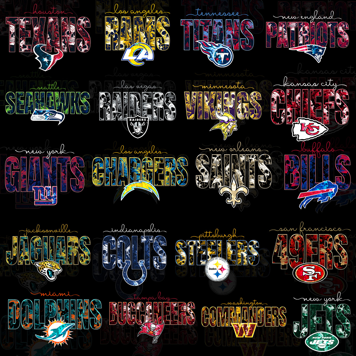 32 Skull Theme NFL Designs PNG - Payhip