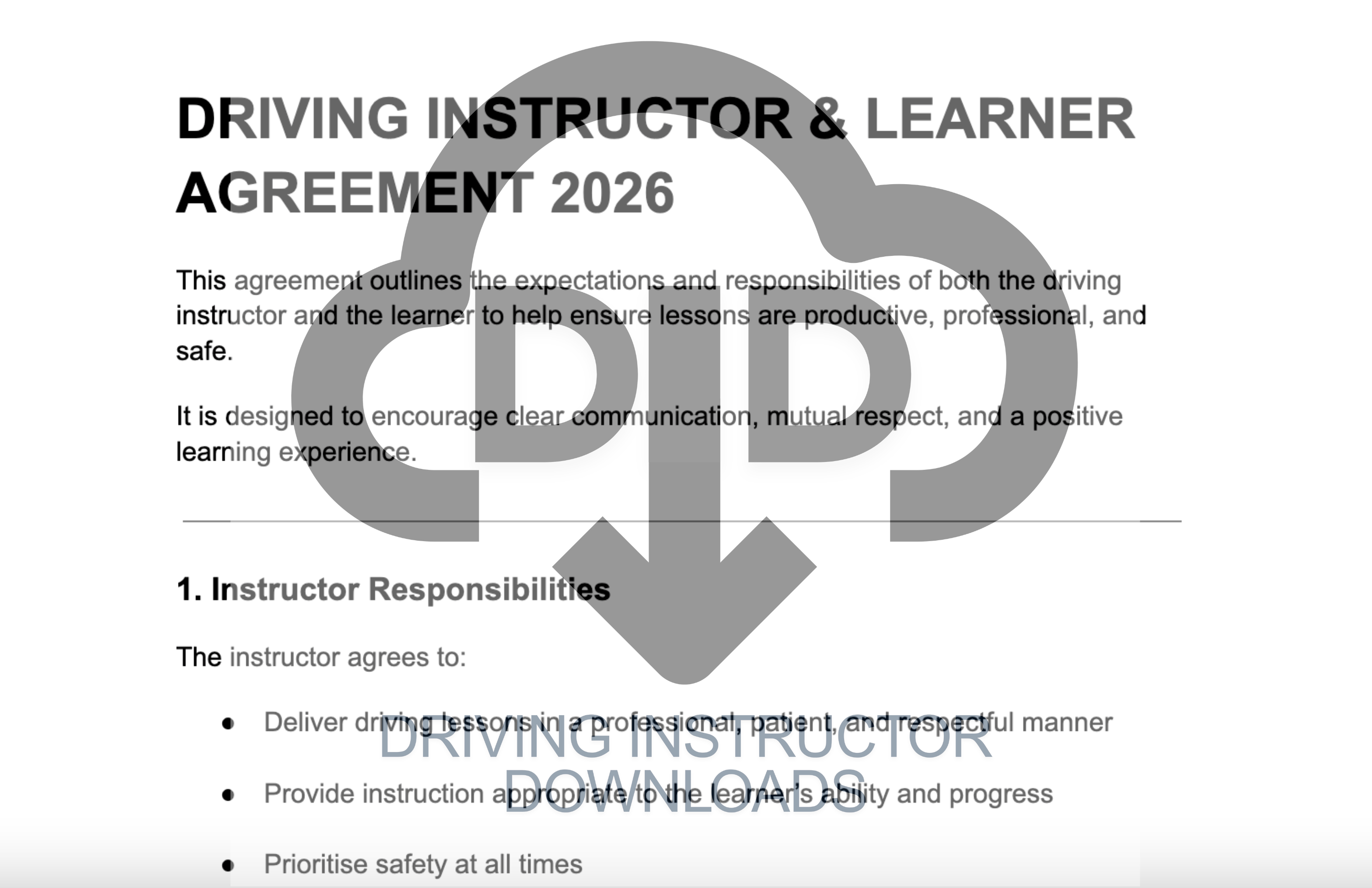 Driving Instructor & Learner Agreement (2026) - Payhip