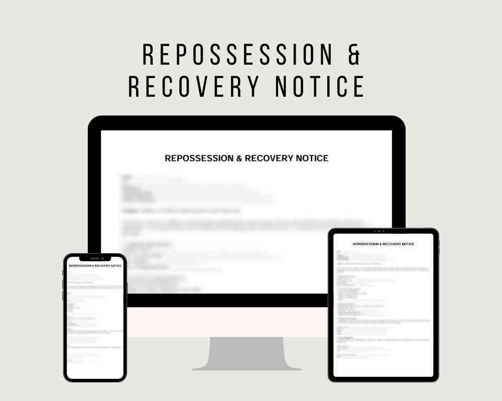 Repossession & Recovery Notice - Payhip