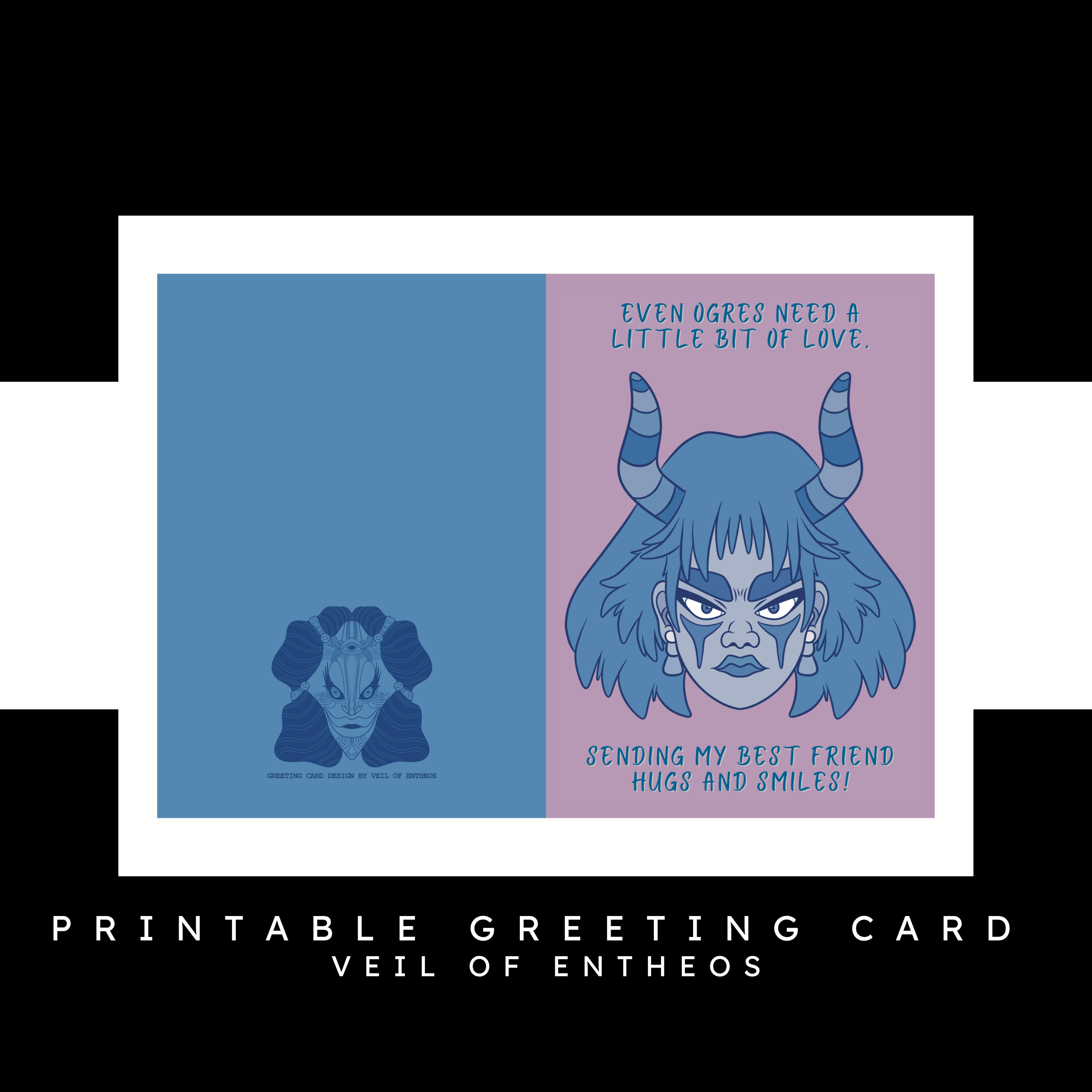 Printable Oni Greeting Card by Veil of Entheos - Payhip