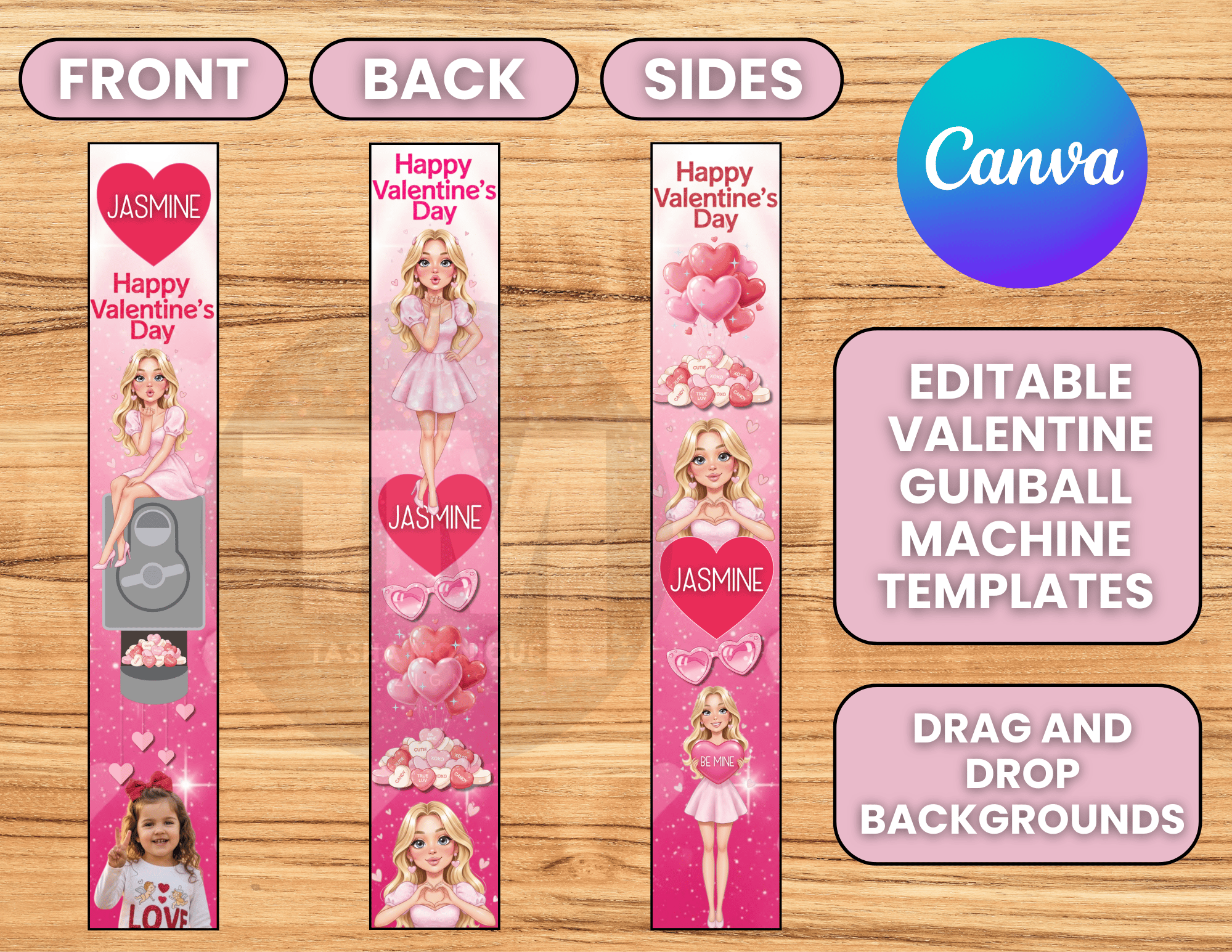 Editable Valentine Gumball Machine Templates 5x30 - Payhip