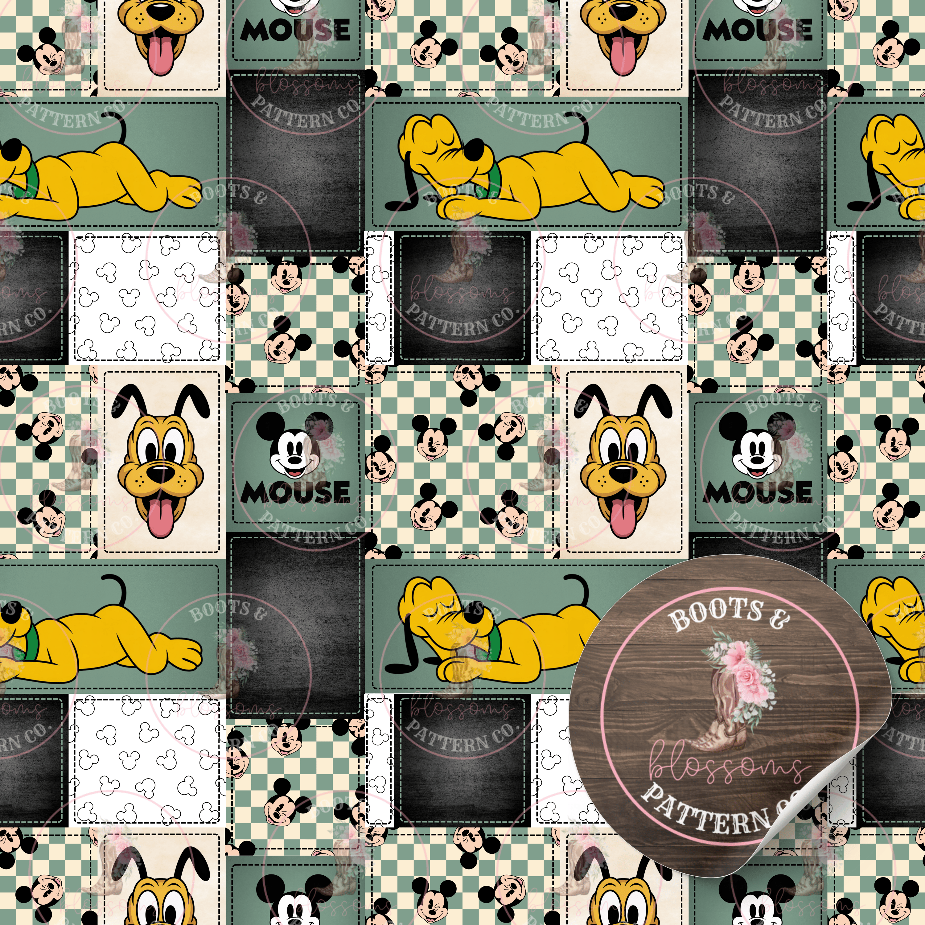 Green Checkered Mouse Patchwork Seamless - Payhip