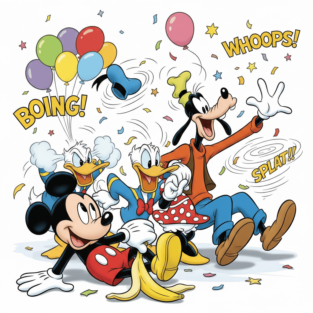 A bright colorful cartoon scene in classic Disney animation style - Payhip