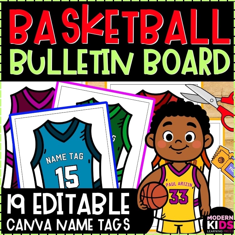 Editable Canva Basketball Bulletin Board - NBA Theme Basketball Jersey ...