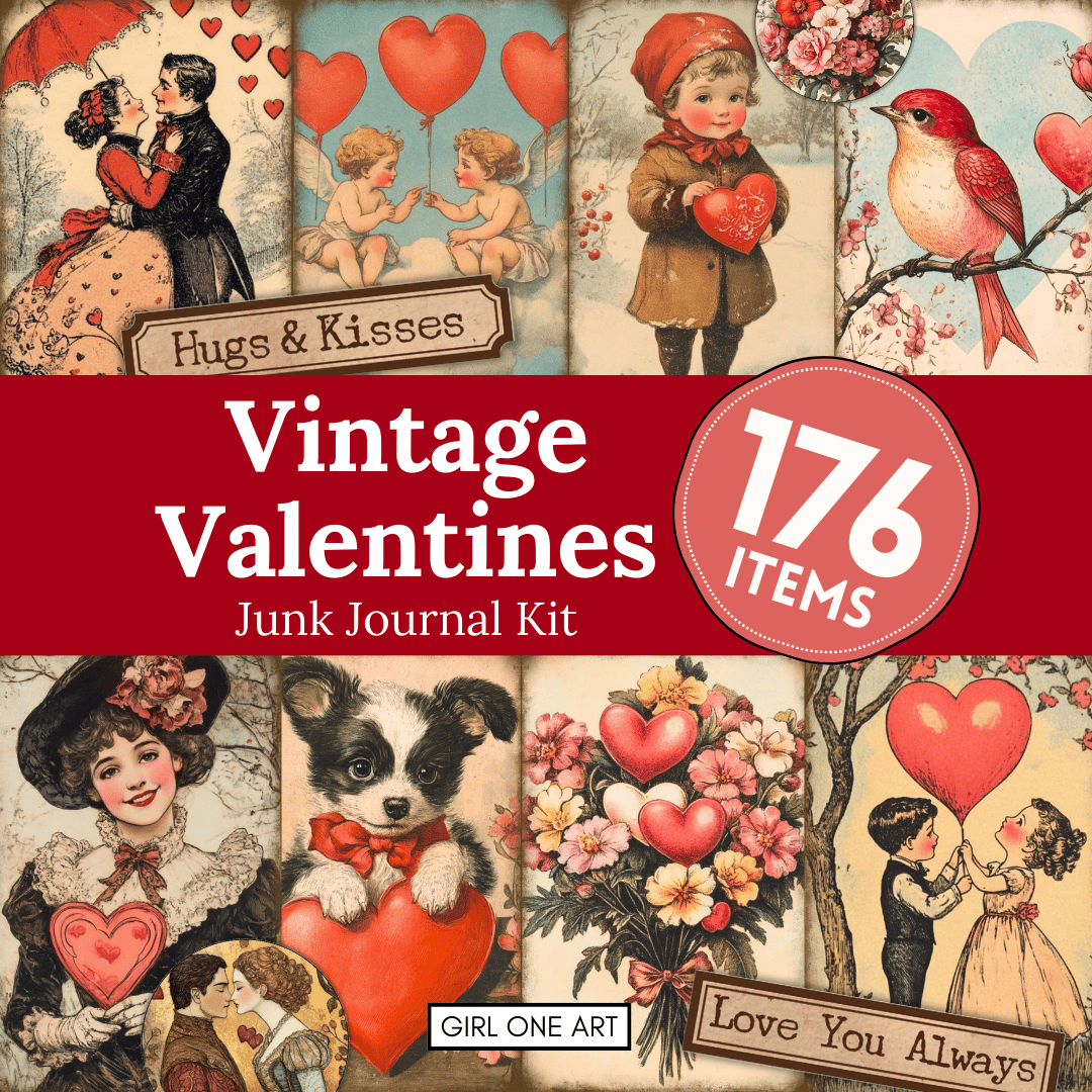 Vintage Valentines Junk Journal Kit: Valentine's Day Ephemera ...