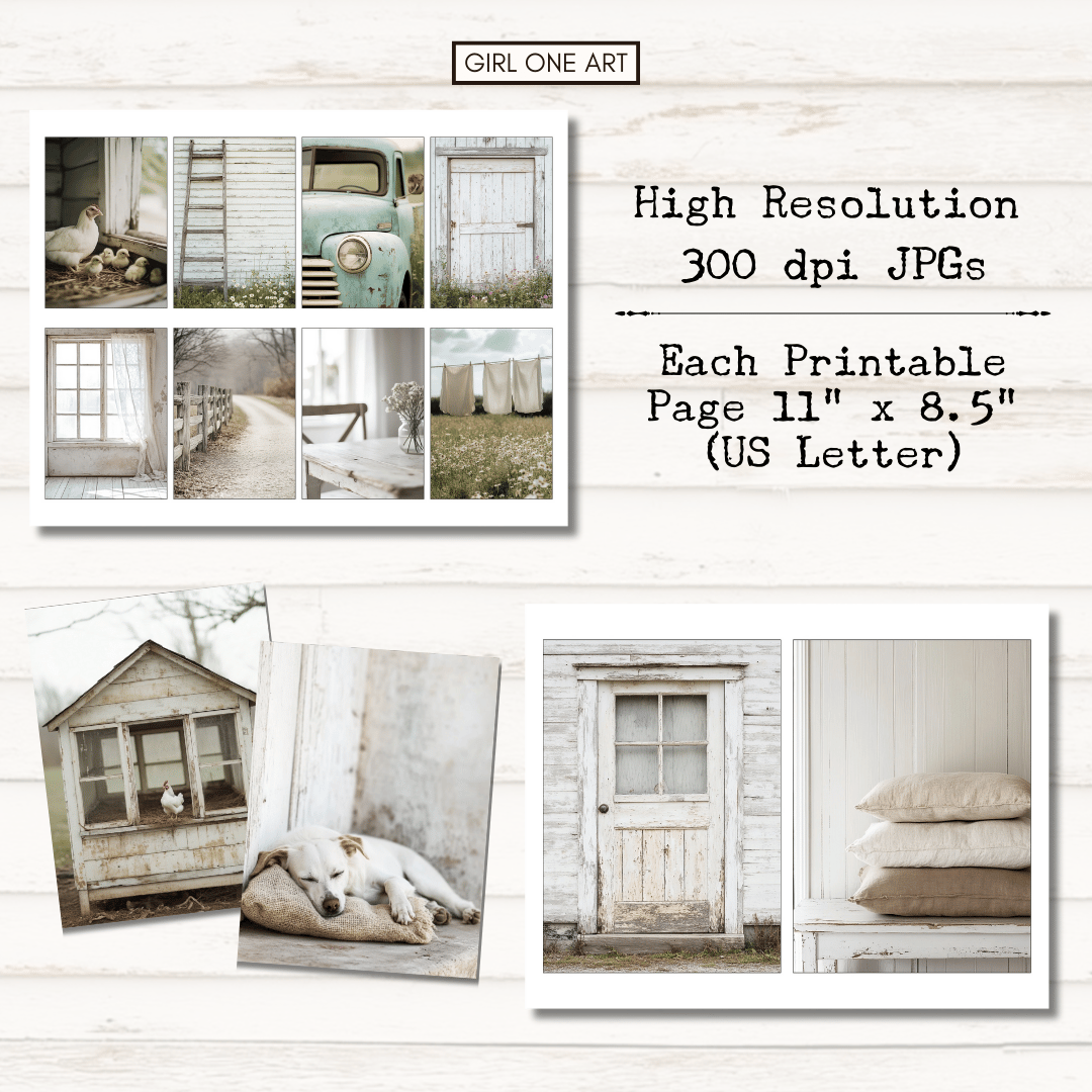 Modern Farmhouse Photo Ephemera Pack: Rustic Farm Junk Journal Images ...