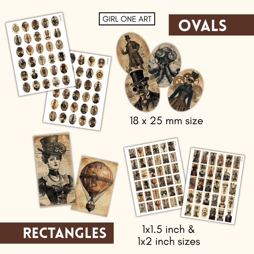 Steampunk Collage Sheets Digital Industrial Grunge Fantasy Mini ...