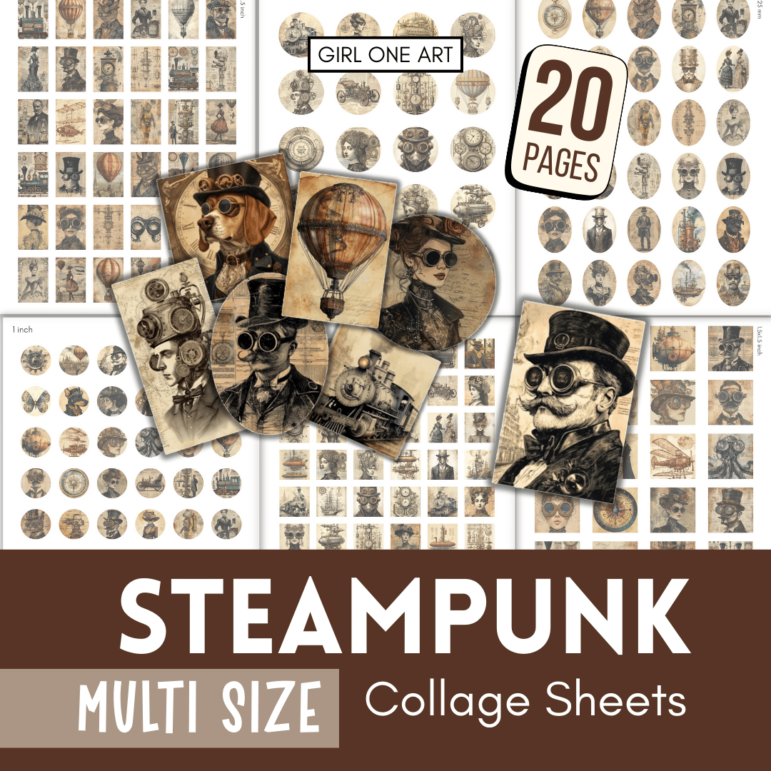 Steampunk Collage Sheets Digital Industrial Grunge Fantasy Mini ...