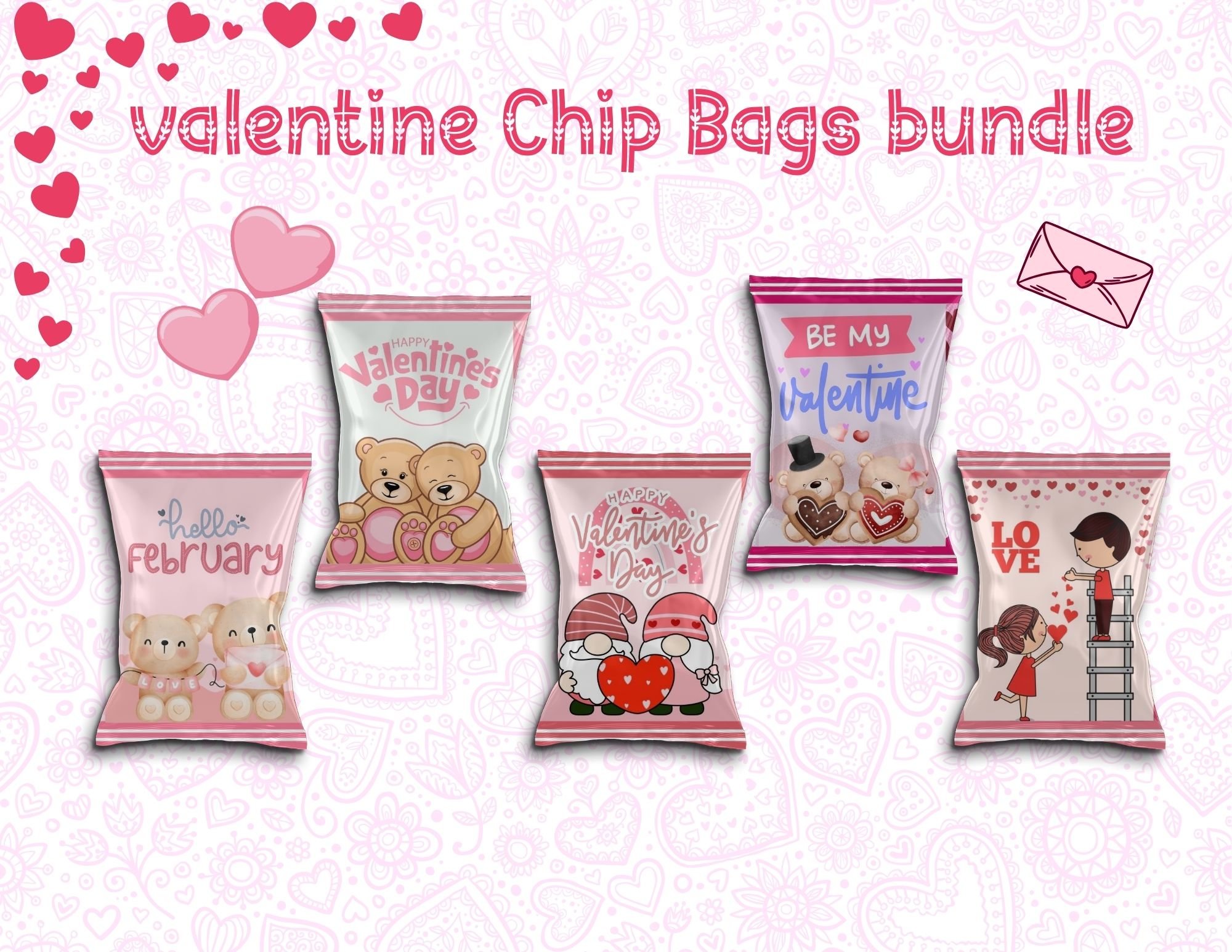 Valentine Chip Bags Bundle | Editable Canva Snack Bags | Valentine ...