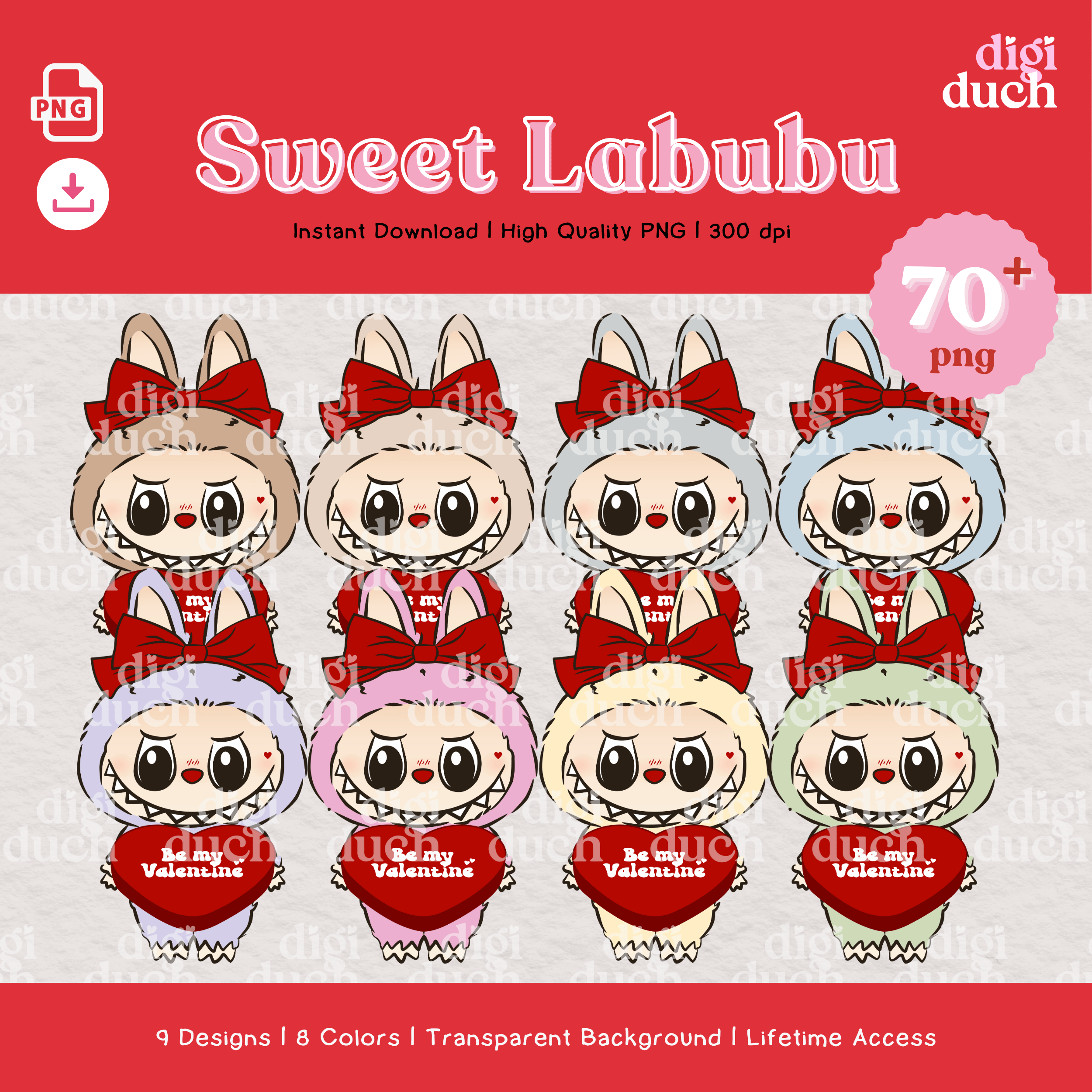 Sweet Labubu PNG, Labubu Valentine PNG, Digital Download, Commercial ...
